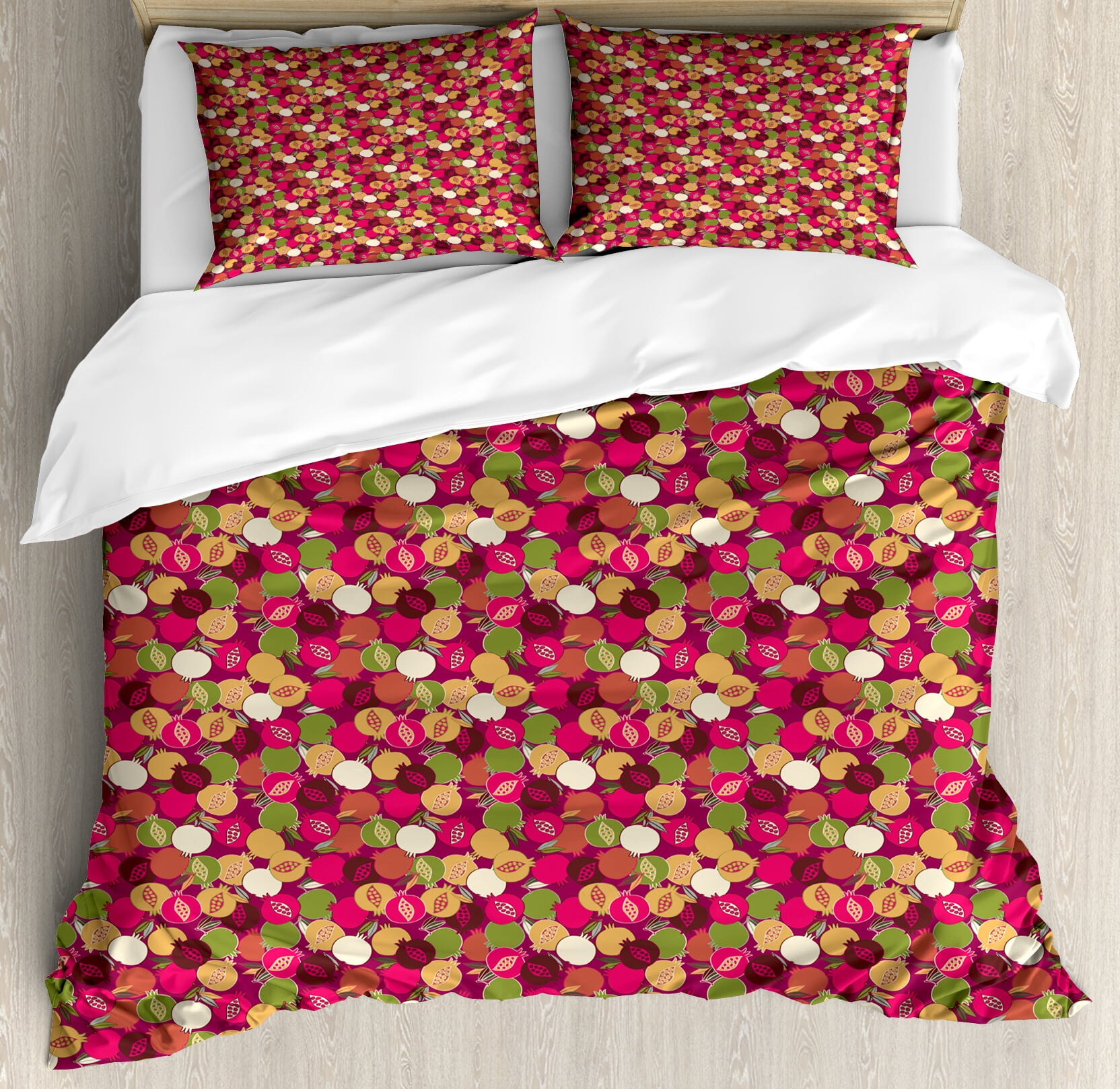 Fruit Duvet Cover Set, Repeating Pomegranate in Various Tones Fresh ...
