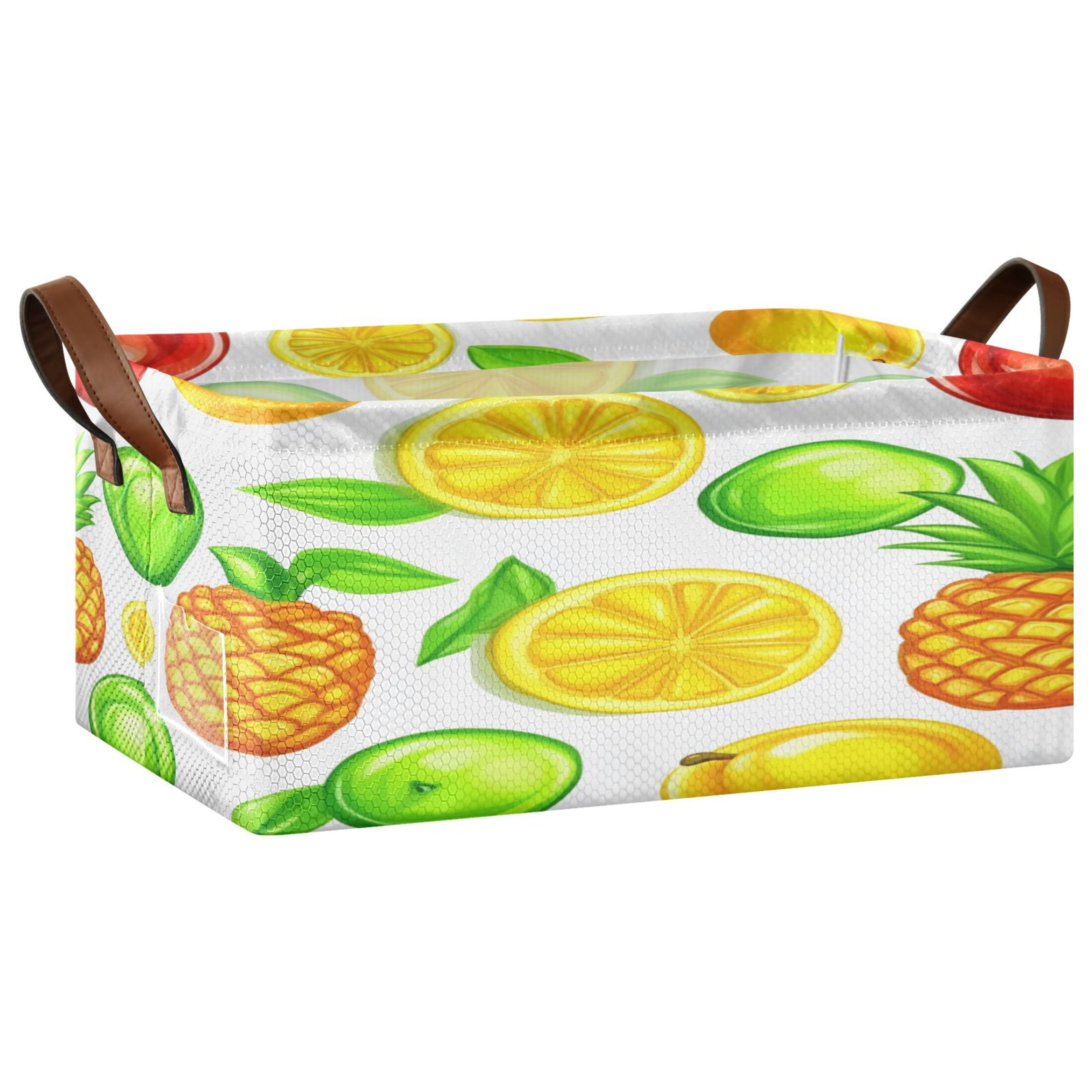 Fruit Element Pattern Open Home Storage Bins Foldable Metal Frame Shelf ...