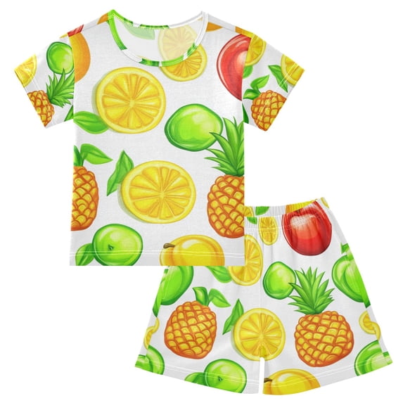 Fruit Element Pattern Summer Pajama Set Soft Cotton Short Sleeve ...