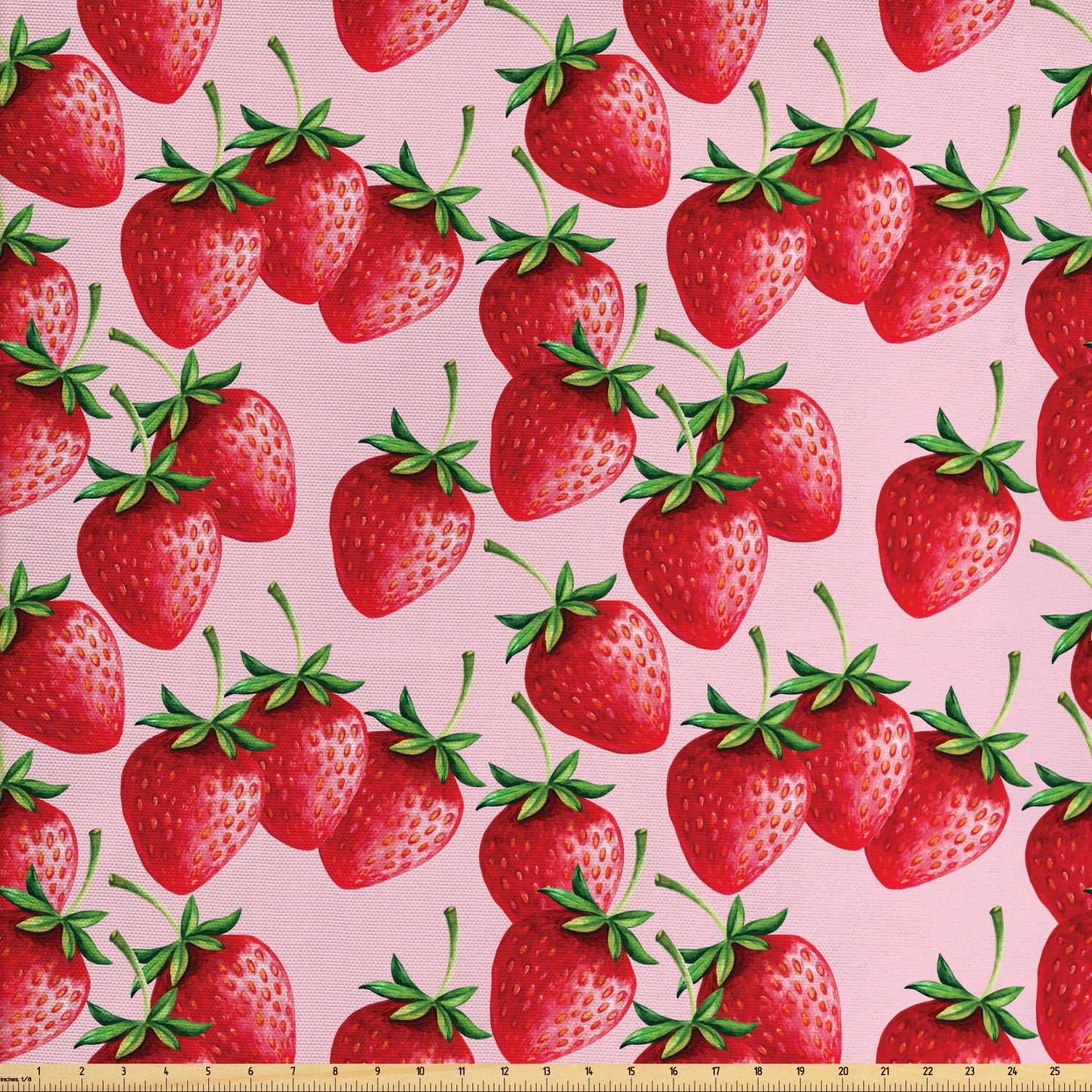 Ambesonne Fruit Fabric by the Yard Upholstery, Juicy Strawberries ...