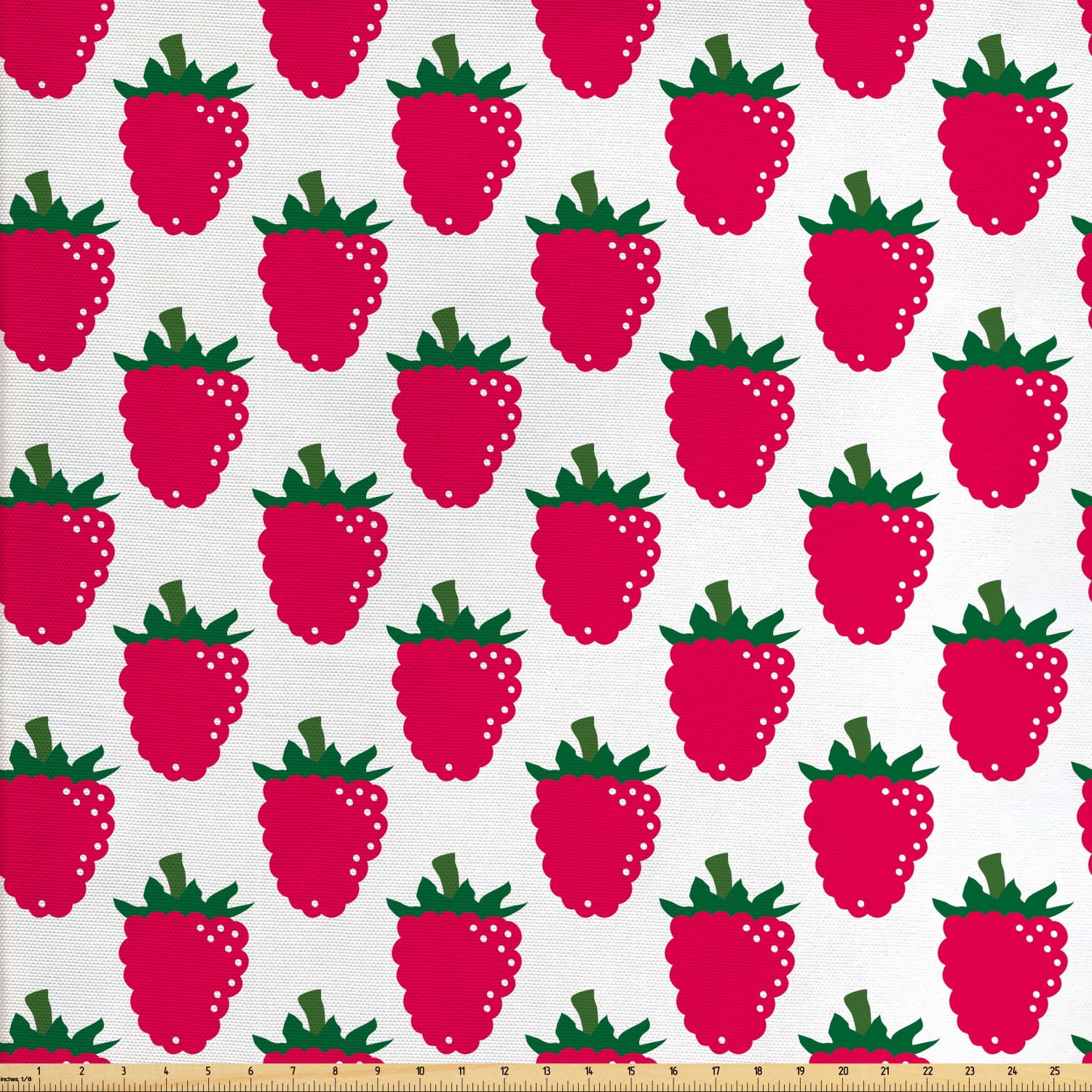 Ambesonne Fruit Fabric by the Yard Upholstery, Repetitive Raspberries ...