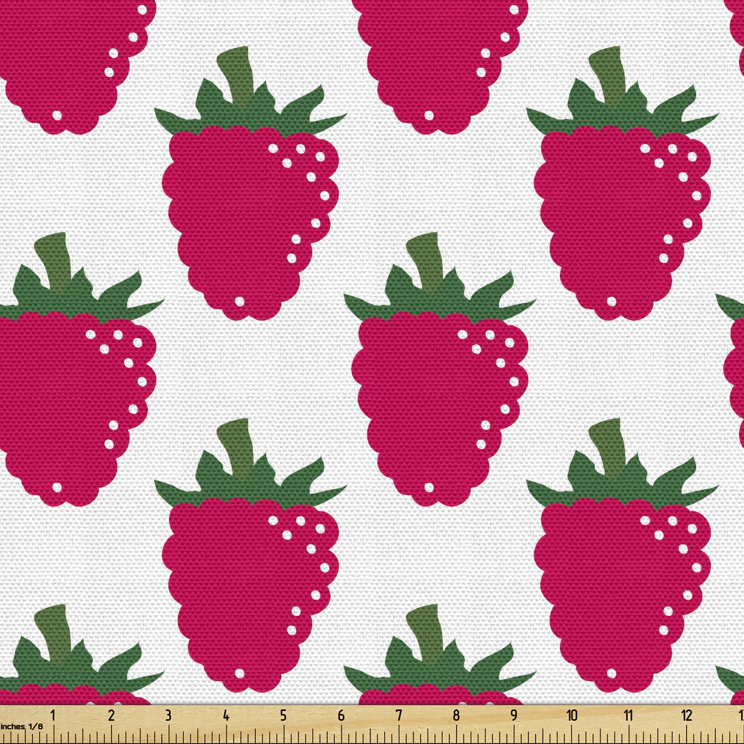 Ambesonne Fruit Fabric by the Yard Upholstery, Repetitive Raspberries ...