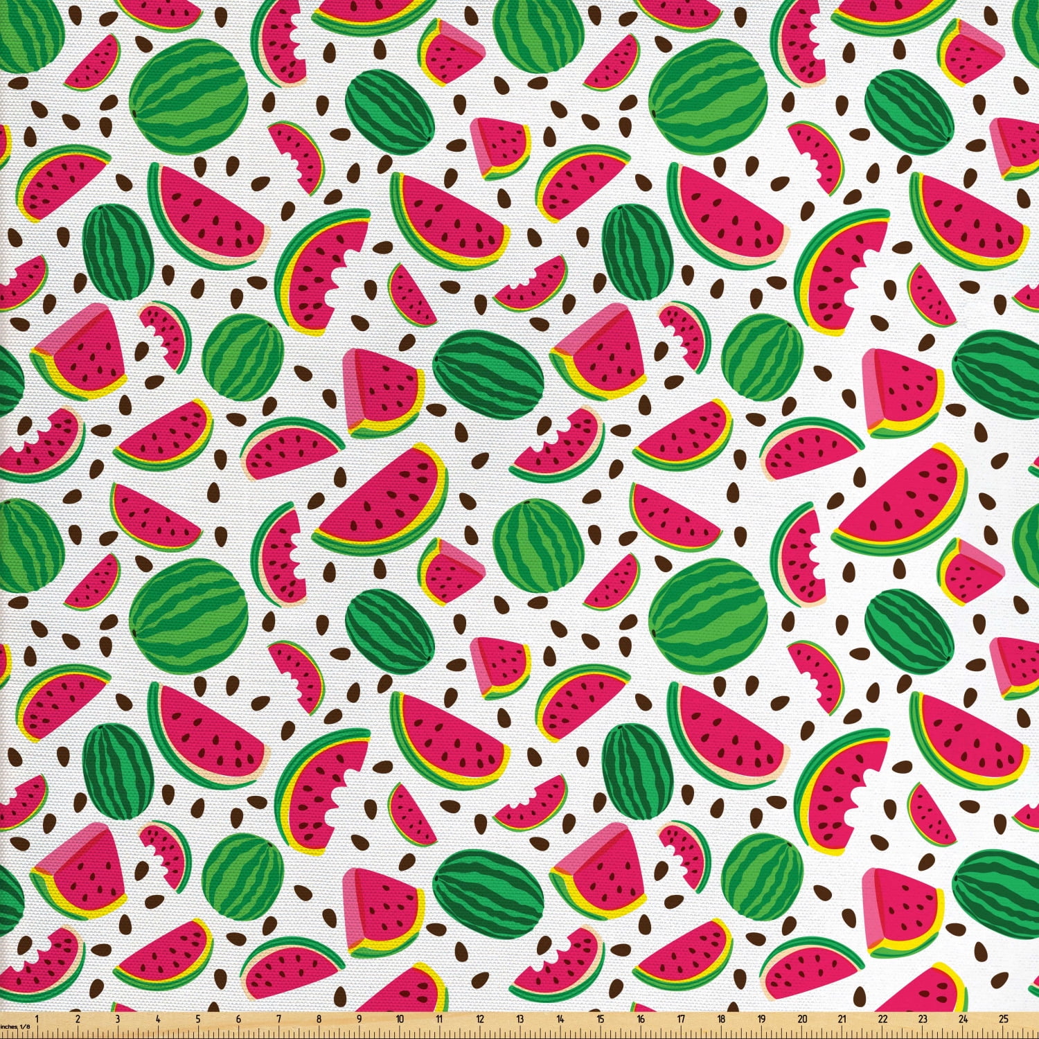 Ambesonne Fruit Fabric by the Yard Upholstery, Watermelon Slices and ...