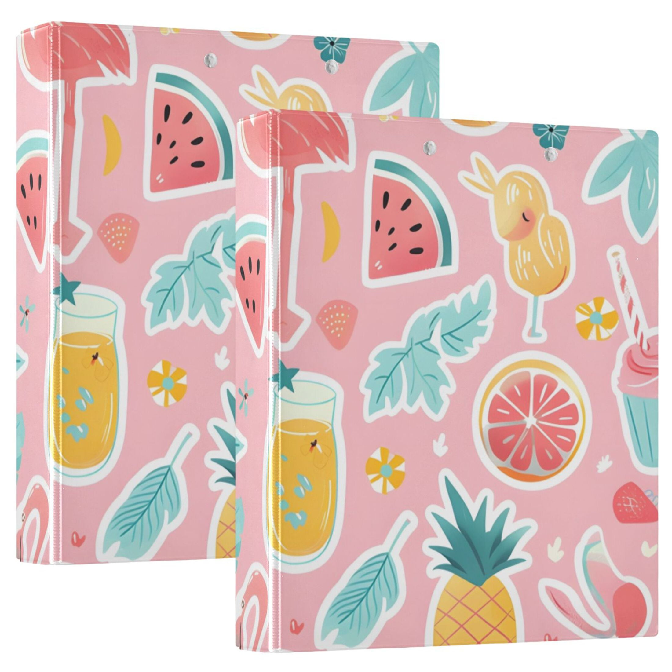 Fruit Flamingo Leaves 3 Ring Binders 1.5 inch Hardcover File Folders ...