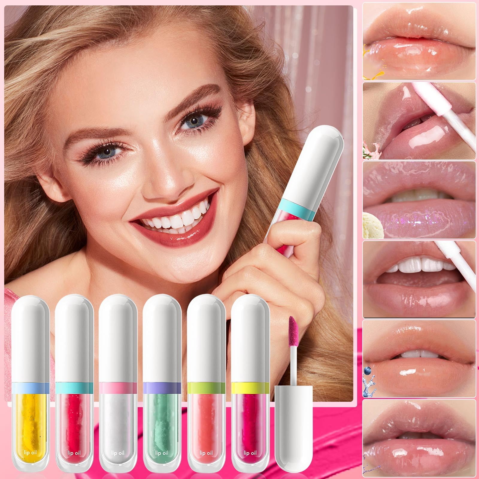 Fruit Flavored Lip Gloss Set (6 Colors) - Hydrating Lip Oil with ...