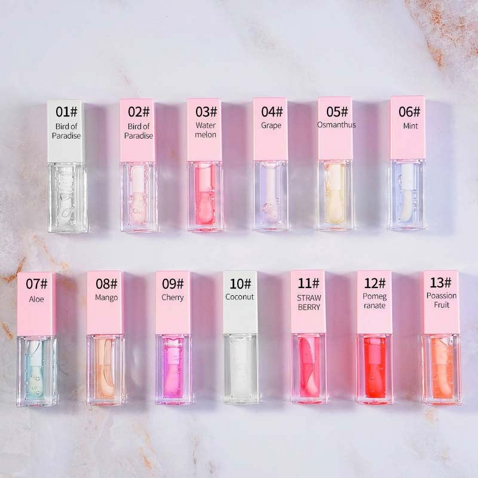 Fruit Flavored Lip Gloss Set 6 Pack - Clear Glass Mirror Finish Liquid ...