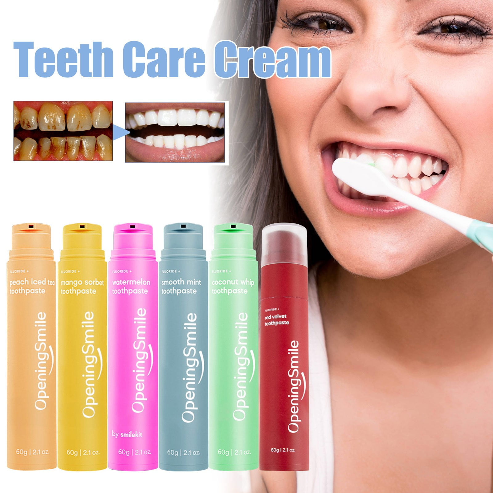 Fruit Flavored Toothpaste for Adults - 60G Natural Whitening Toothpaste ...