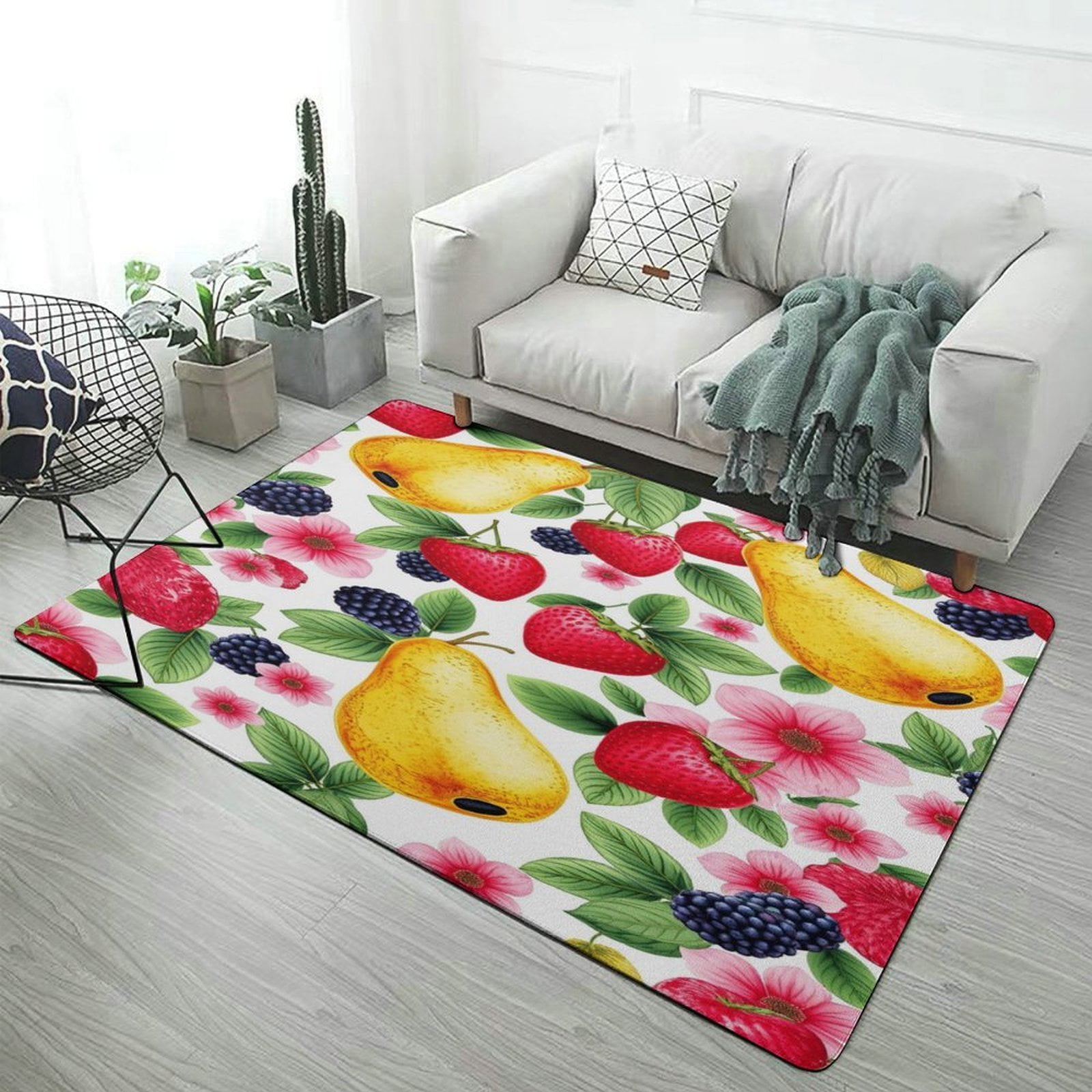 Fruit Floral Pattern Carpet Area Rug Room Living Room Bedroom Large Rug ...