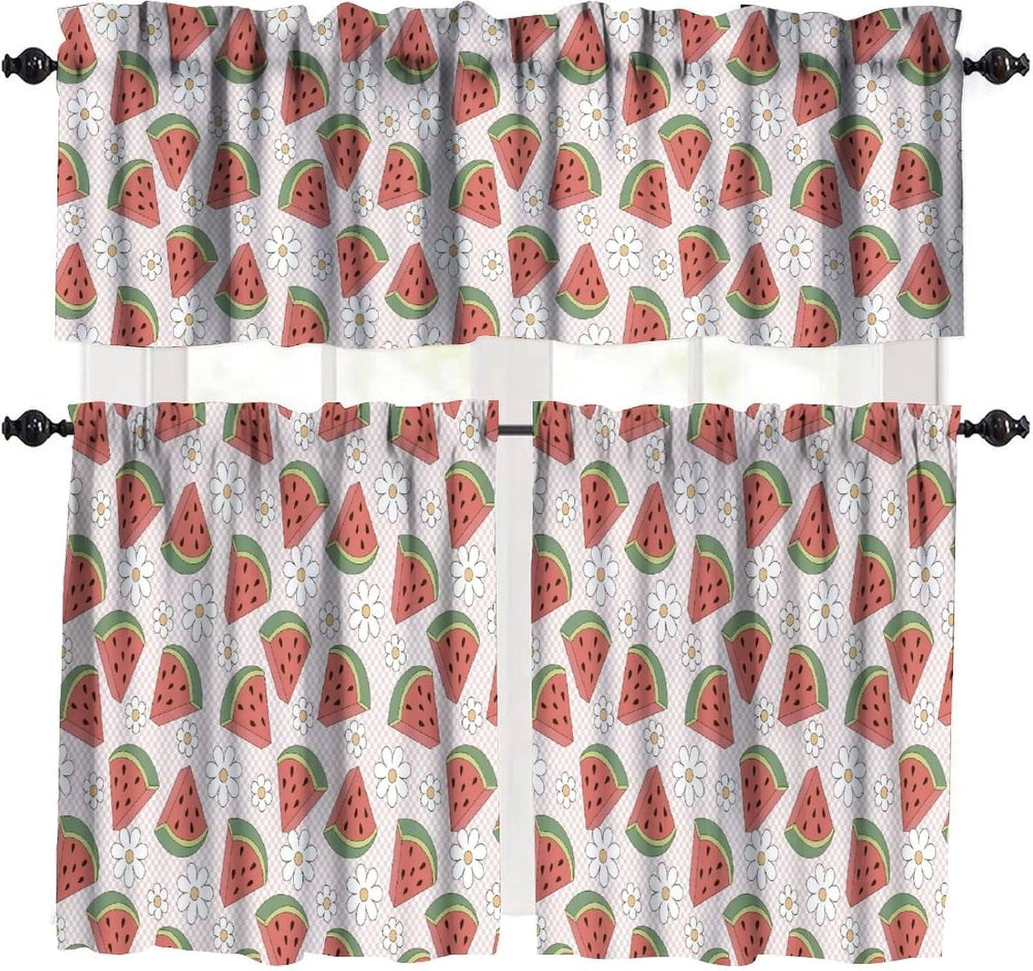 Fruit Floral Watermelon Window Valance Summer Fruit Pink Curtain ...