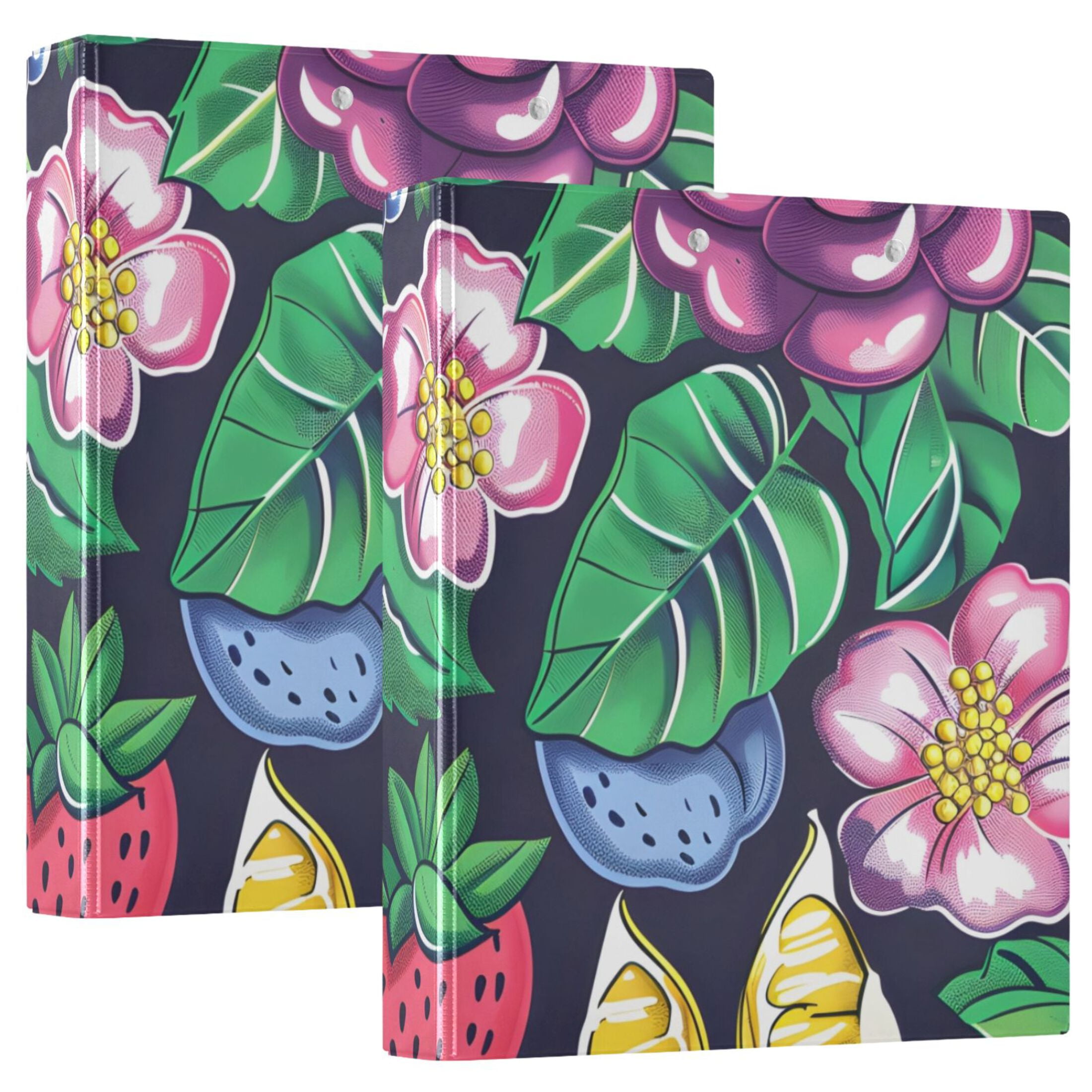 Fruit Flowers Leaves File Folder 3 Ring Binders 1.5 inch Hardcover File ...