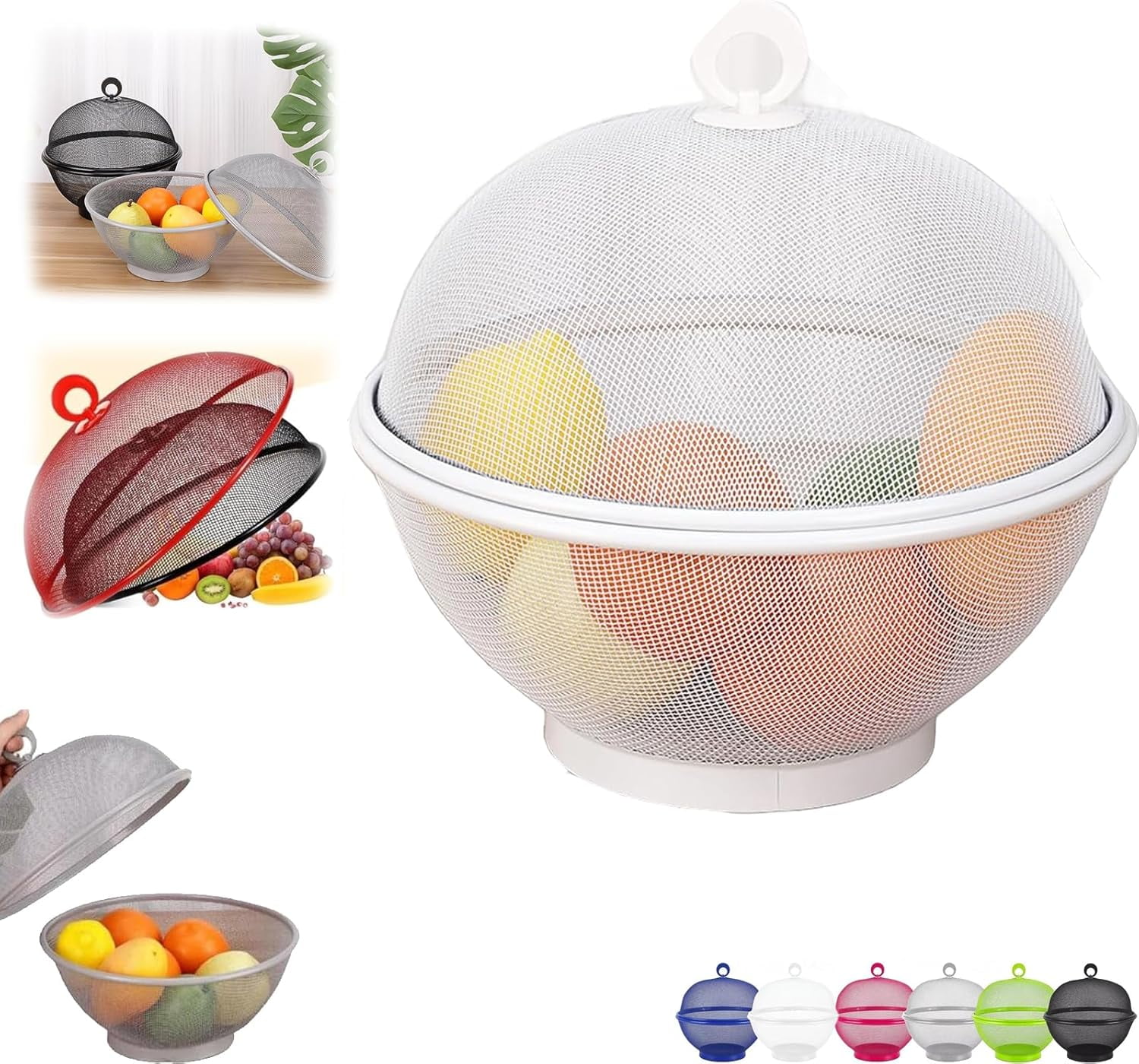 Fruit Fly Proof Fruit Bowl, Large Capacity Mesh Fruit Basket with Lid ...