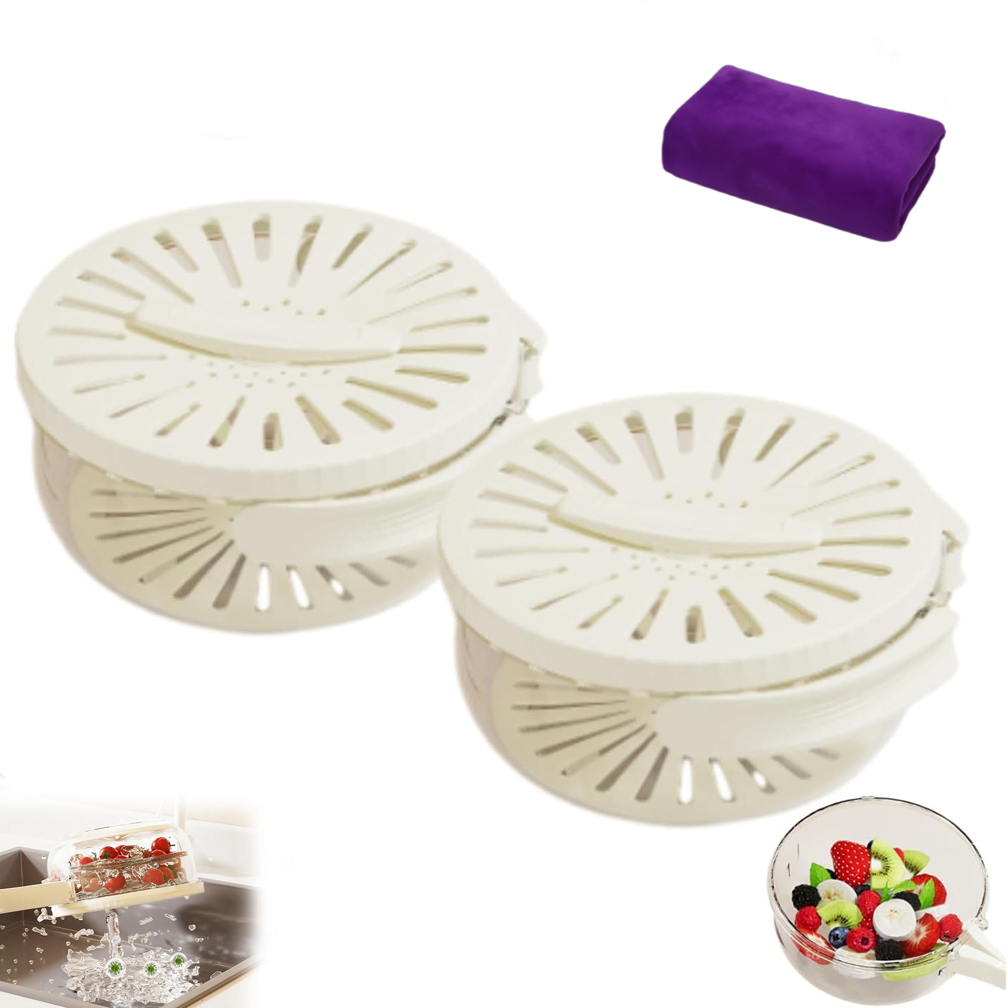 Fruit Fly Proof Bowl with Mesh Basket, Fly Proof Fruit Basket Stackable ...