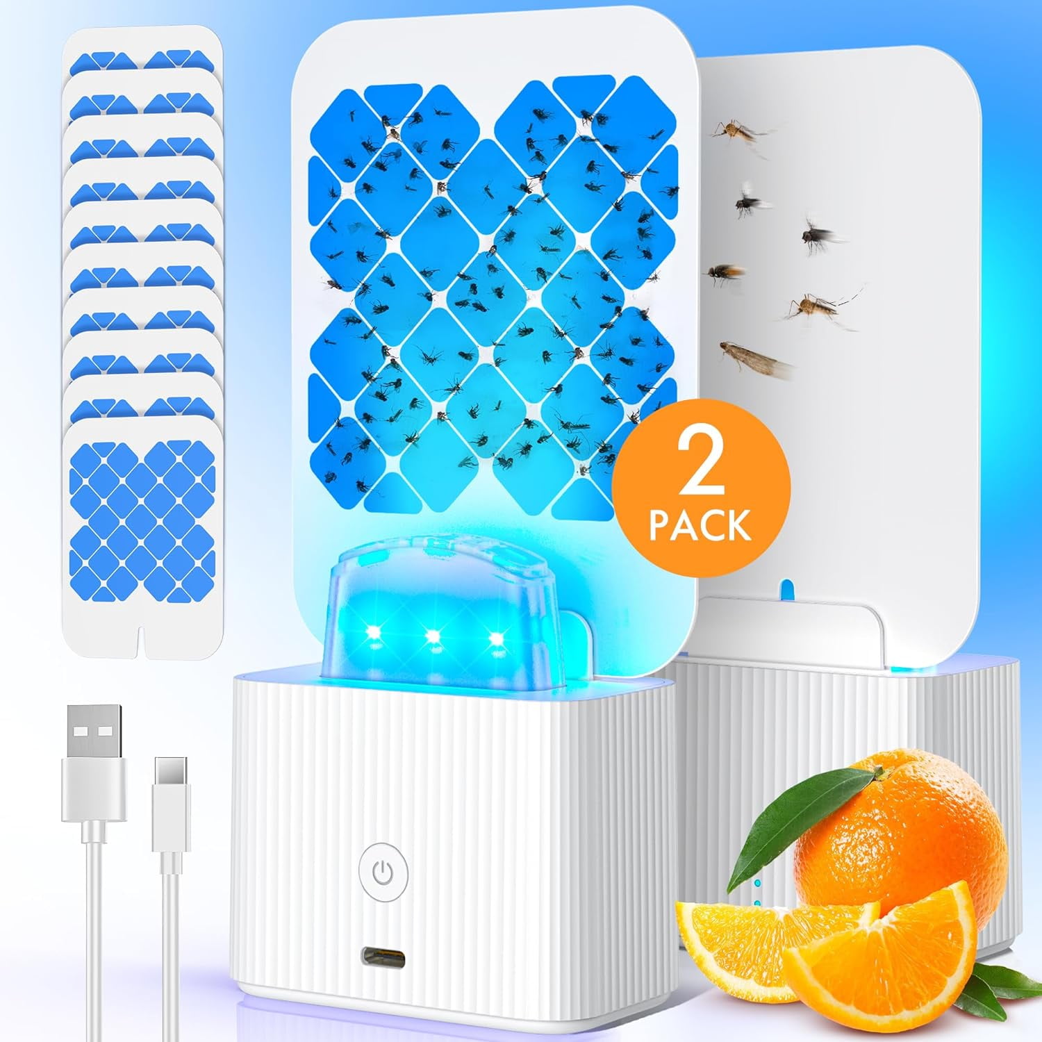 Fruit Fly Traps for Indoors, 2 in 1 Rechargeable & Portable Fly Trap ...