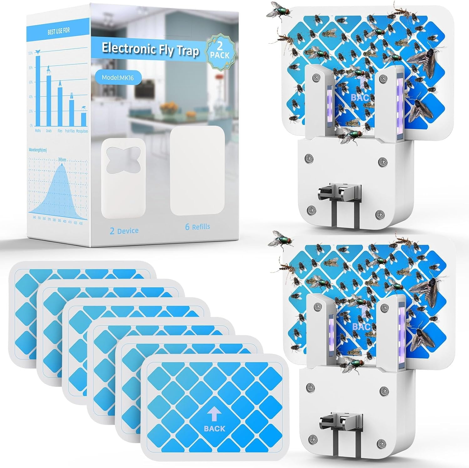 Fruit Fly Traps for Indoors, Gnat Traps for House Indoor (2 Device + 6 ...