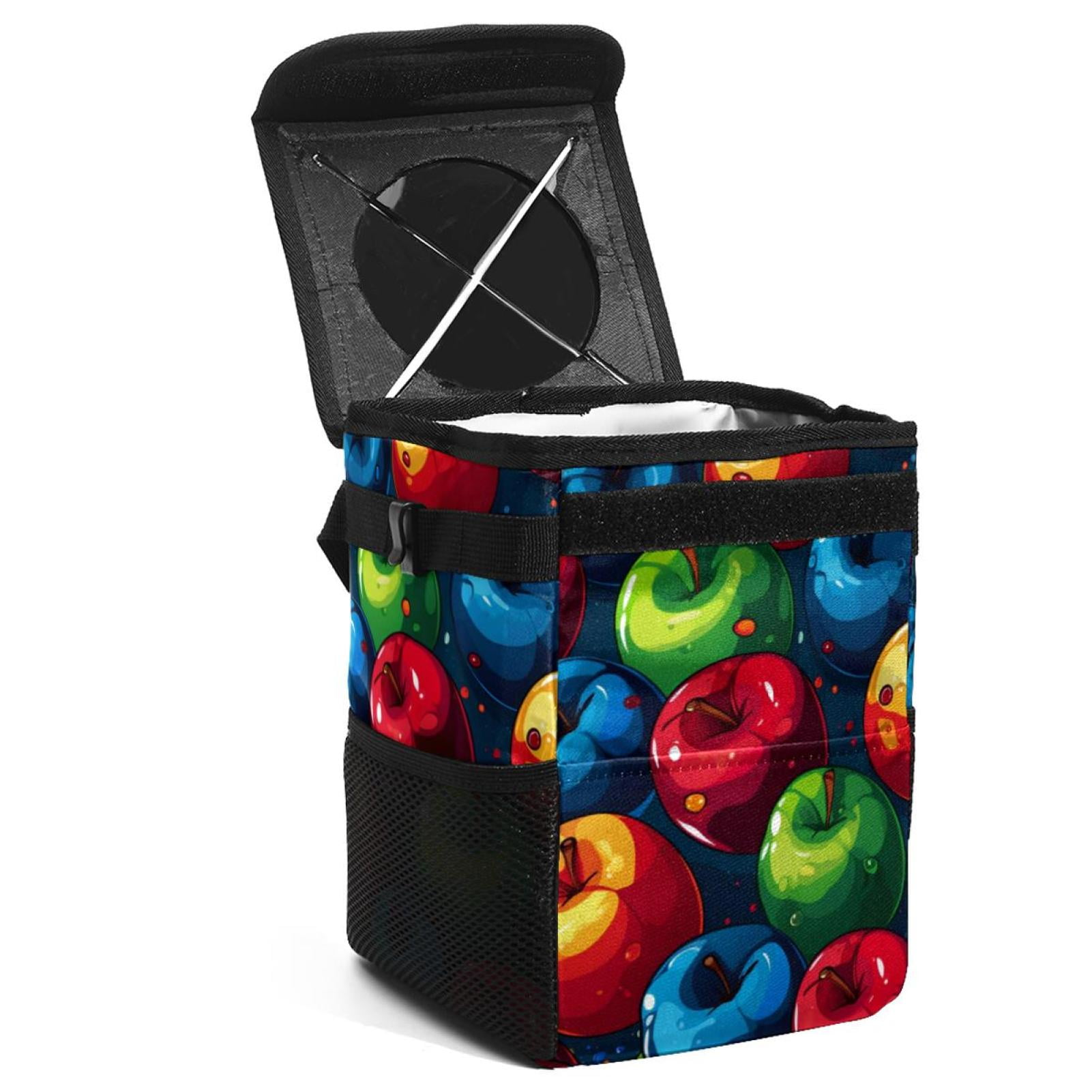 Fruit Foldable Car Trash Bin with Lid, Leak-Proof Mini Trash Can ...