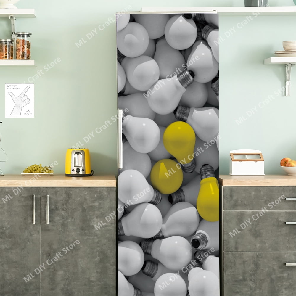 Fruit Food Self Adhesive Film Door Vinyl Kitchen Fridge Cover Stickers ...