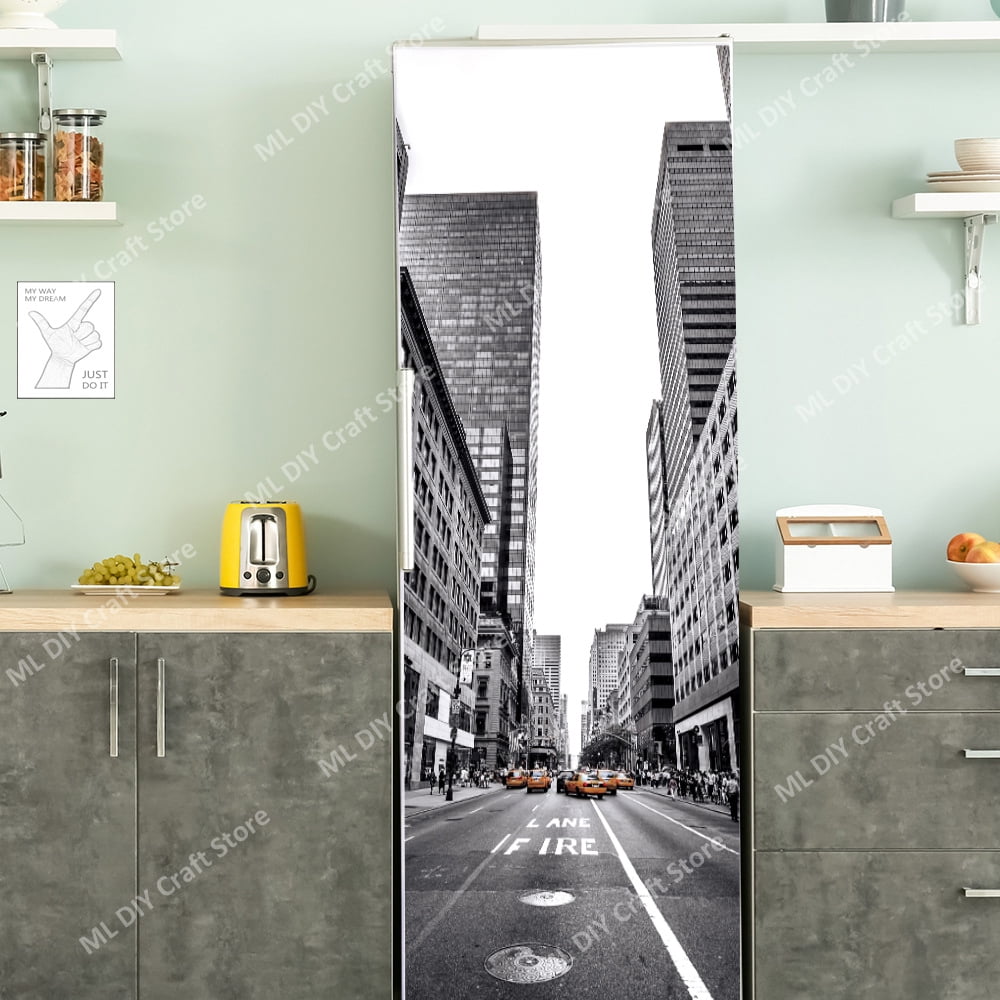 Fruit Food Self Adhesive Film Door Vinyl Kitchen Fridge Cover Stickers ...