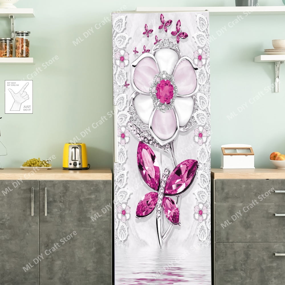 Fruit Food Self Adhesive Film Door Vinyl Kitchen Fridge Cover Stickers ...