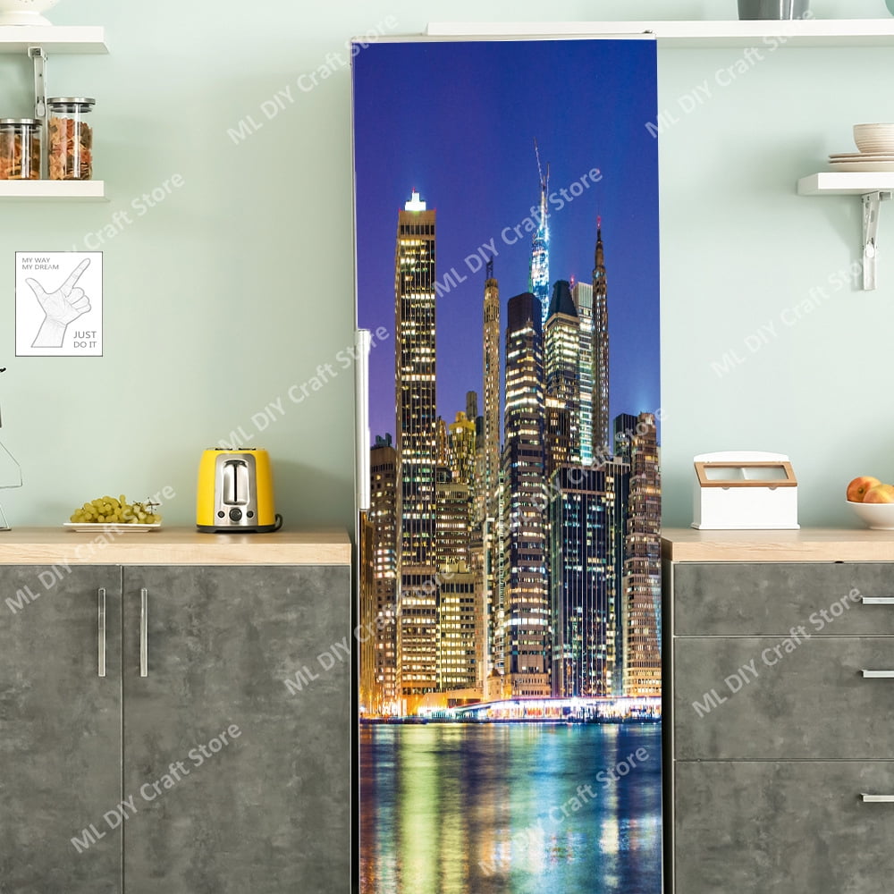 Fruit Food Self Adhesive Film Door Vinyl Kitchen Fridge Cover Stickers ...