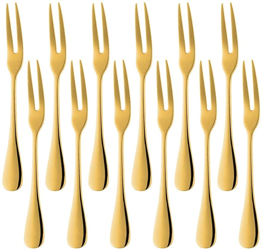 Fruit Fork,12PCS 5.7inch Gold Stainless Steel Mini Fork for Cake ...