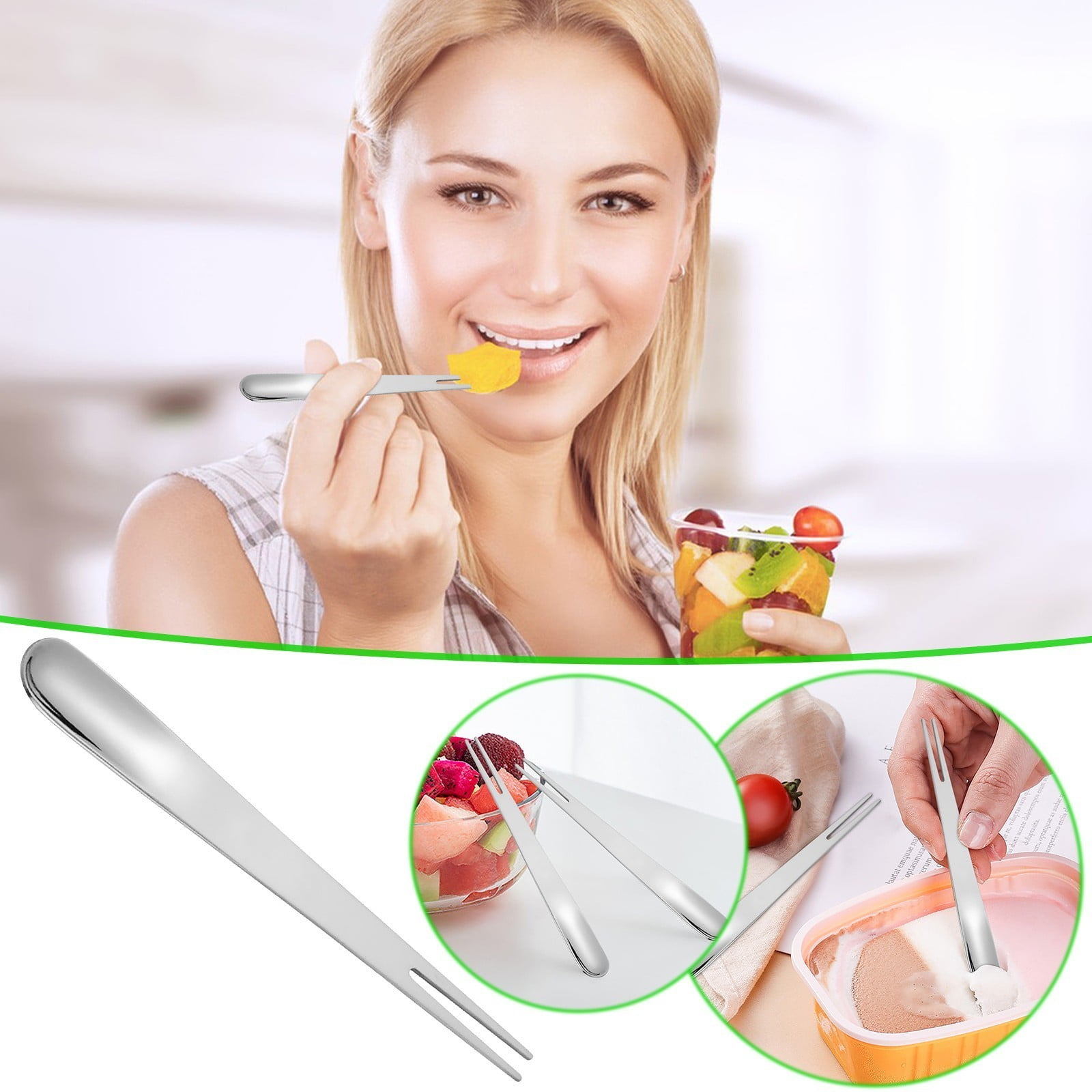 Fruit Fork Ice Cream Spoon, Gold Plated Stainless Steel, Multipurpose ...
