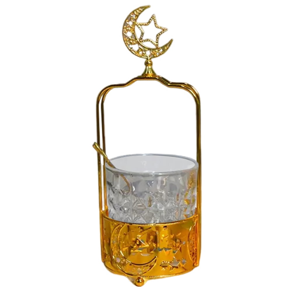 Fruit Fork Set with Glass Holder Decorative Iron Dessert Forks for Eid ...