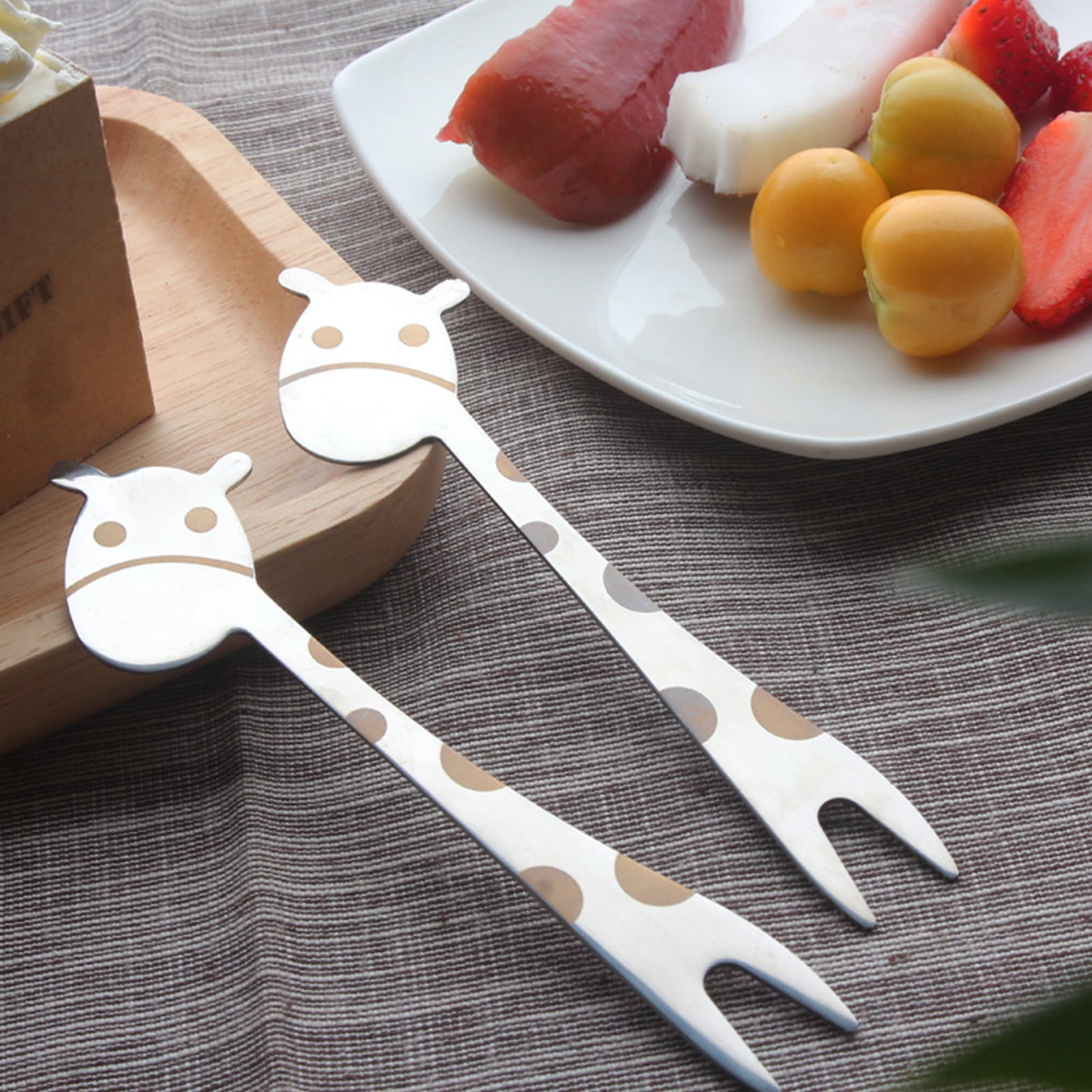 Fruit Fork Stainless Steel 2 Tines Food Grade No Deformation Cartoon ...