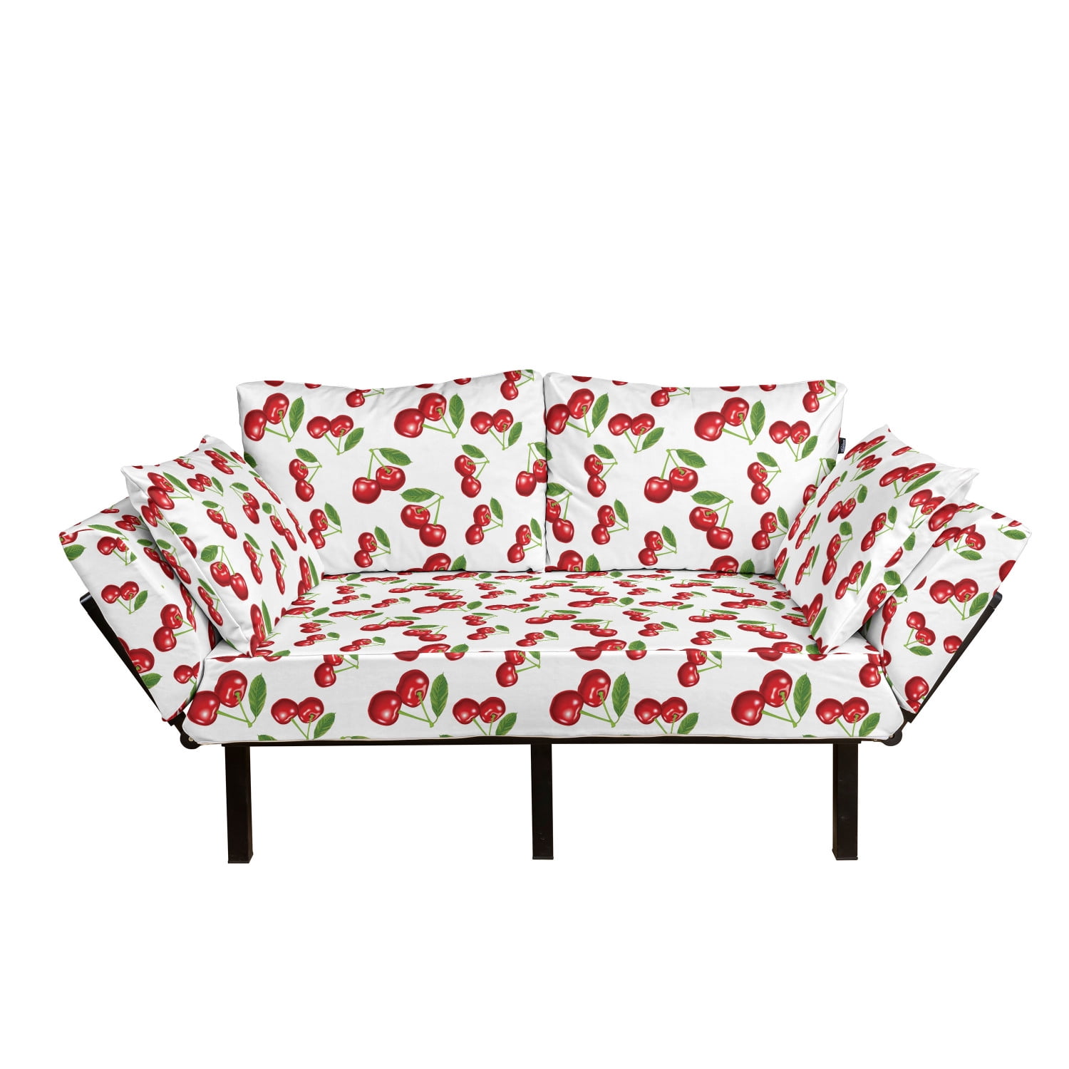 Fruit Futon Couch, Cherry Design Fresh Berry Fruit Summer Green Garden ...
