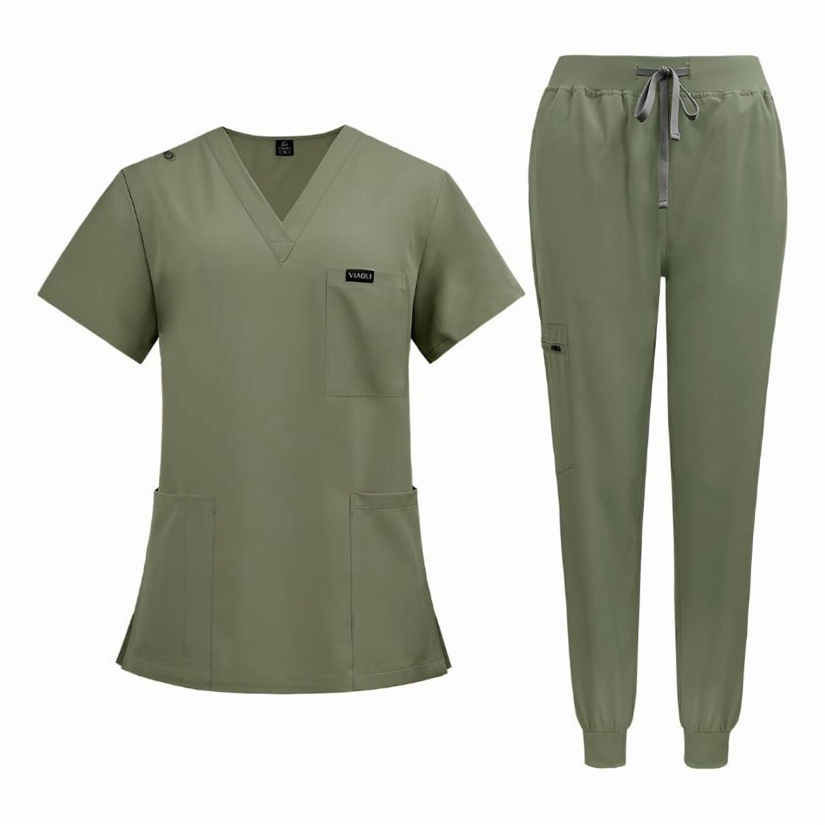 Fruit Green Medical Scrubs Uniforms Set Doctor Short Sleeve Surgical ...