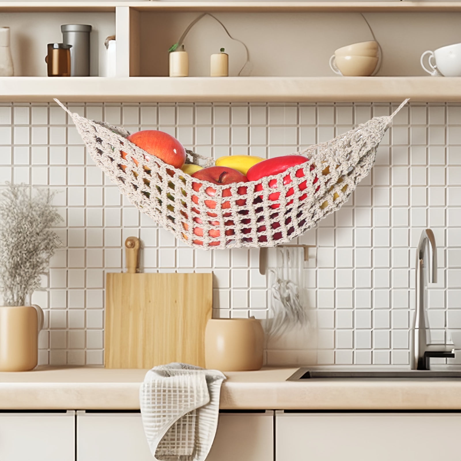 Fruit Hammock for Kitchen Under Cabinet Hanging Fruit Baskets Saves ...