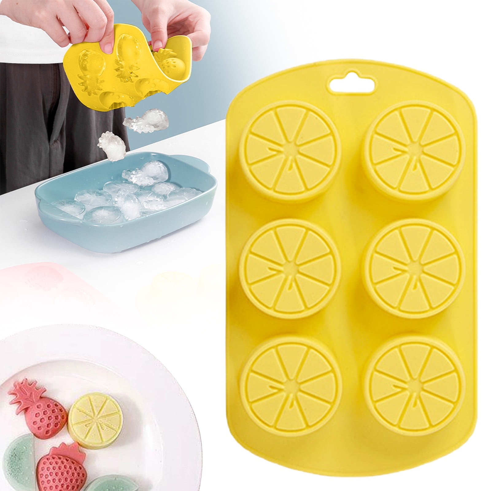 Fruit Ice Mold Basdi Reusable Watermelon/Strawberry Ice Cube Molds ...
