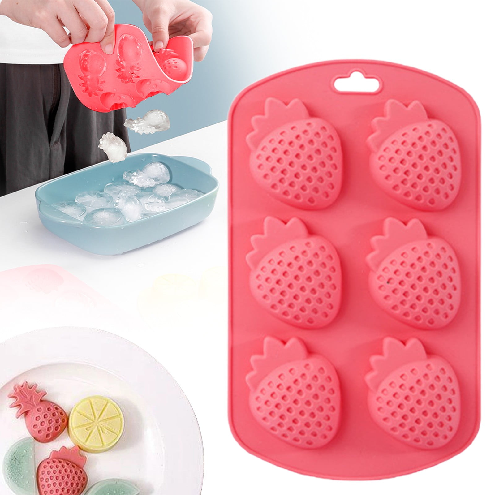 Fruit Ice Mold Basdi Reusable Watermelon/Strawberry Ice Cube Molds ...