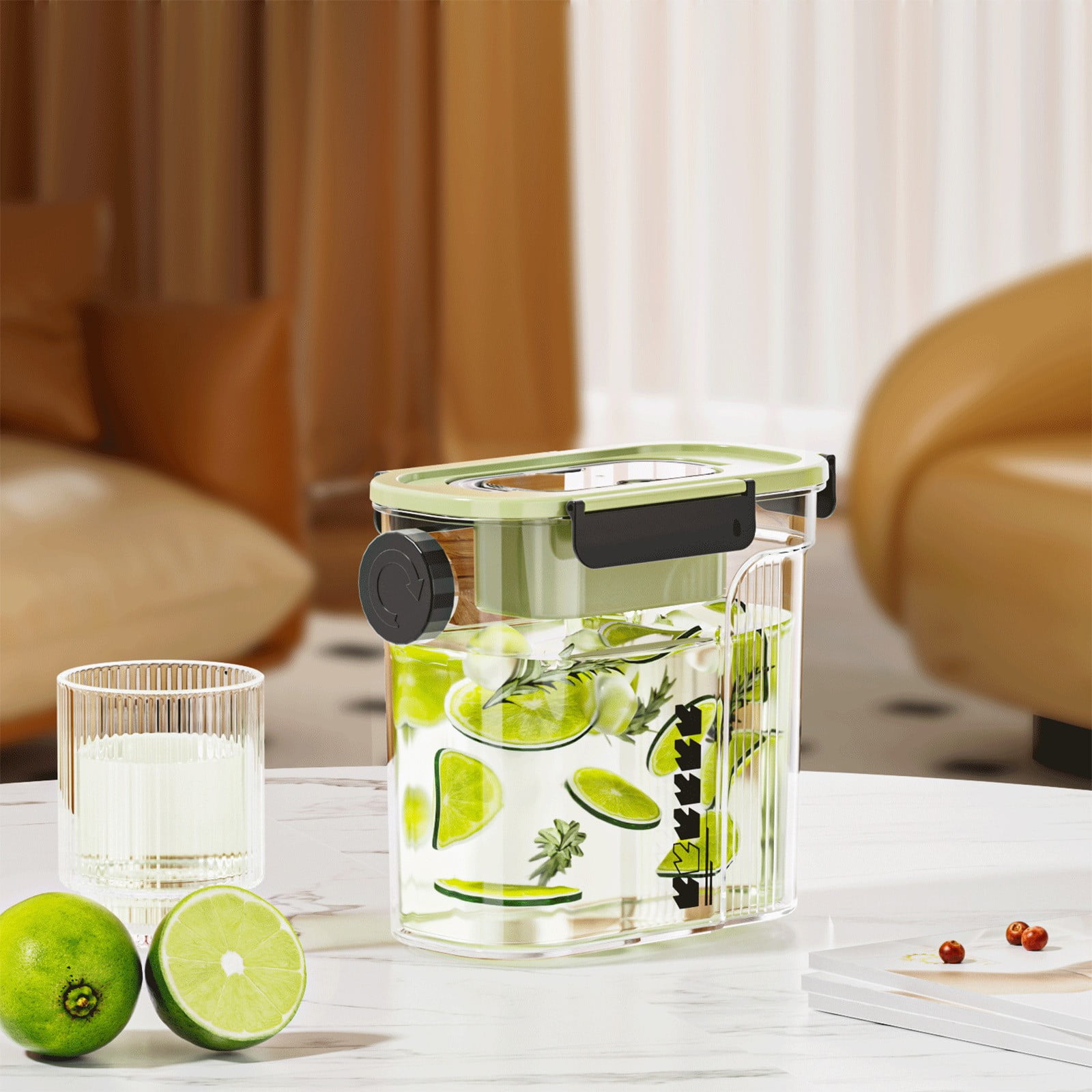 Fruit Infuser Water Pitcher,Drink Dispenser for Fridge,Glass Water ...