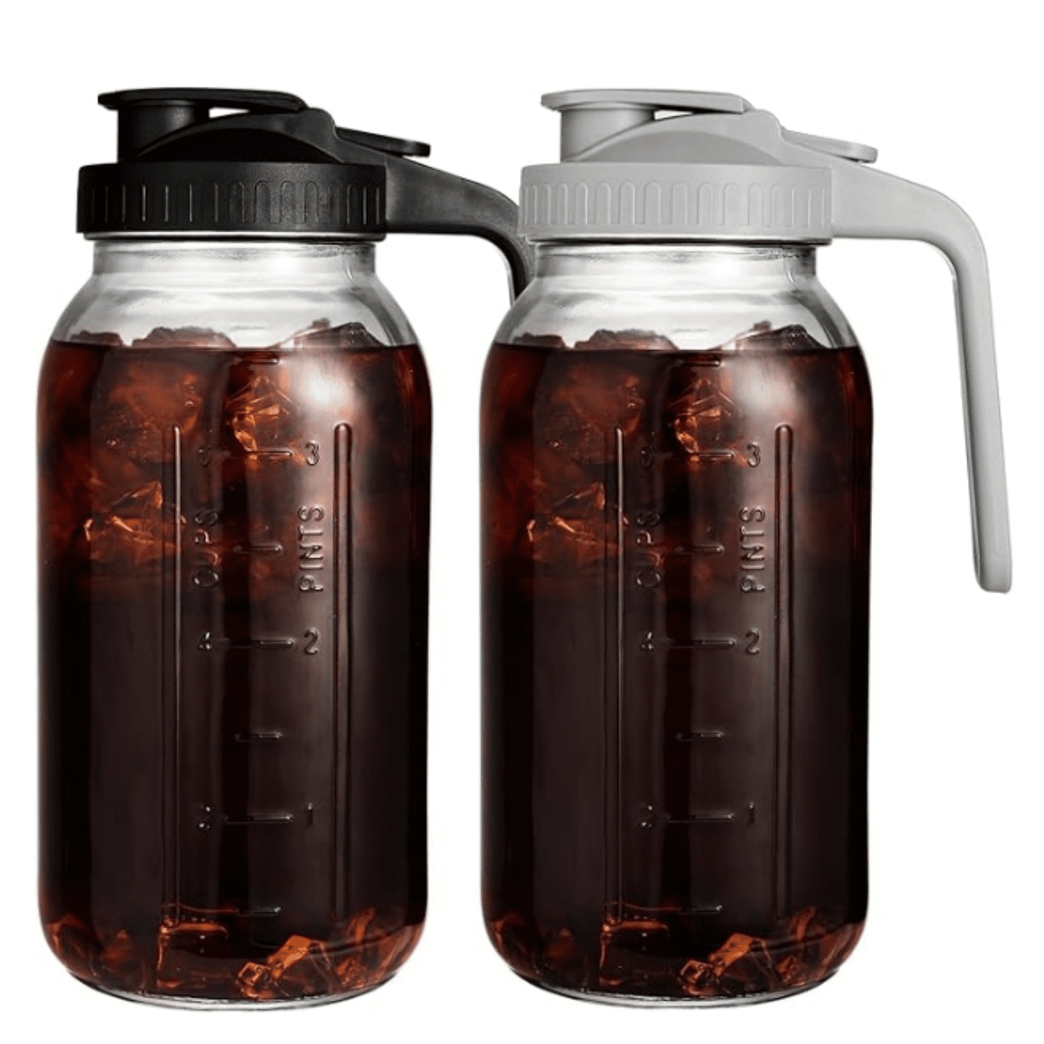 Fruit Infuser Water Pitcher,Glass Mason Jar Pitcher,64oz(2 Quart) Wide ...