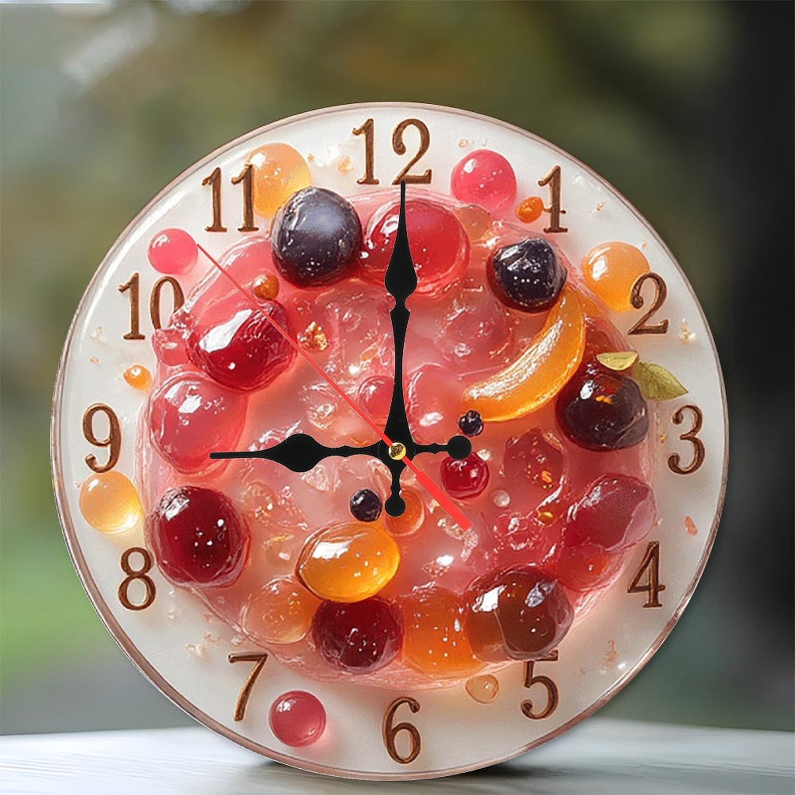 Fruit Jelly Clock Wall Decor Home Ornament 10-Inch Silent Wooden Wall ...