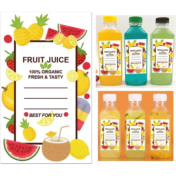 Fruit Juice Bottle Stickers Juice Beverage Bottle Labels 1.5 x 2.5 inch ...
