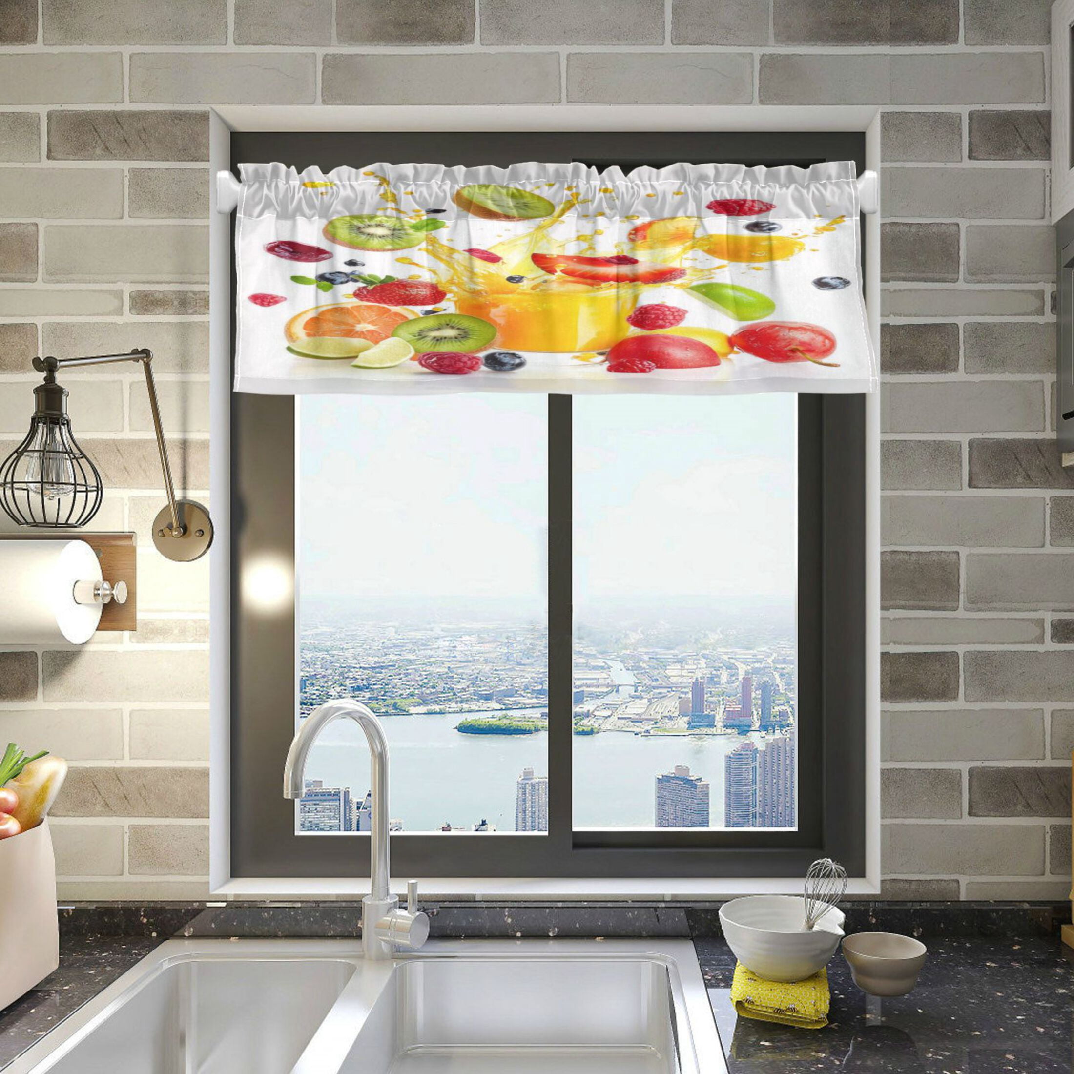 Fruit Juice Splash Curtain Valances Window Treatment Rod Pocket Drape ...