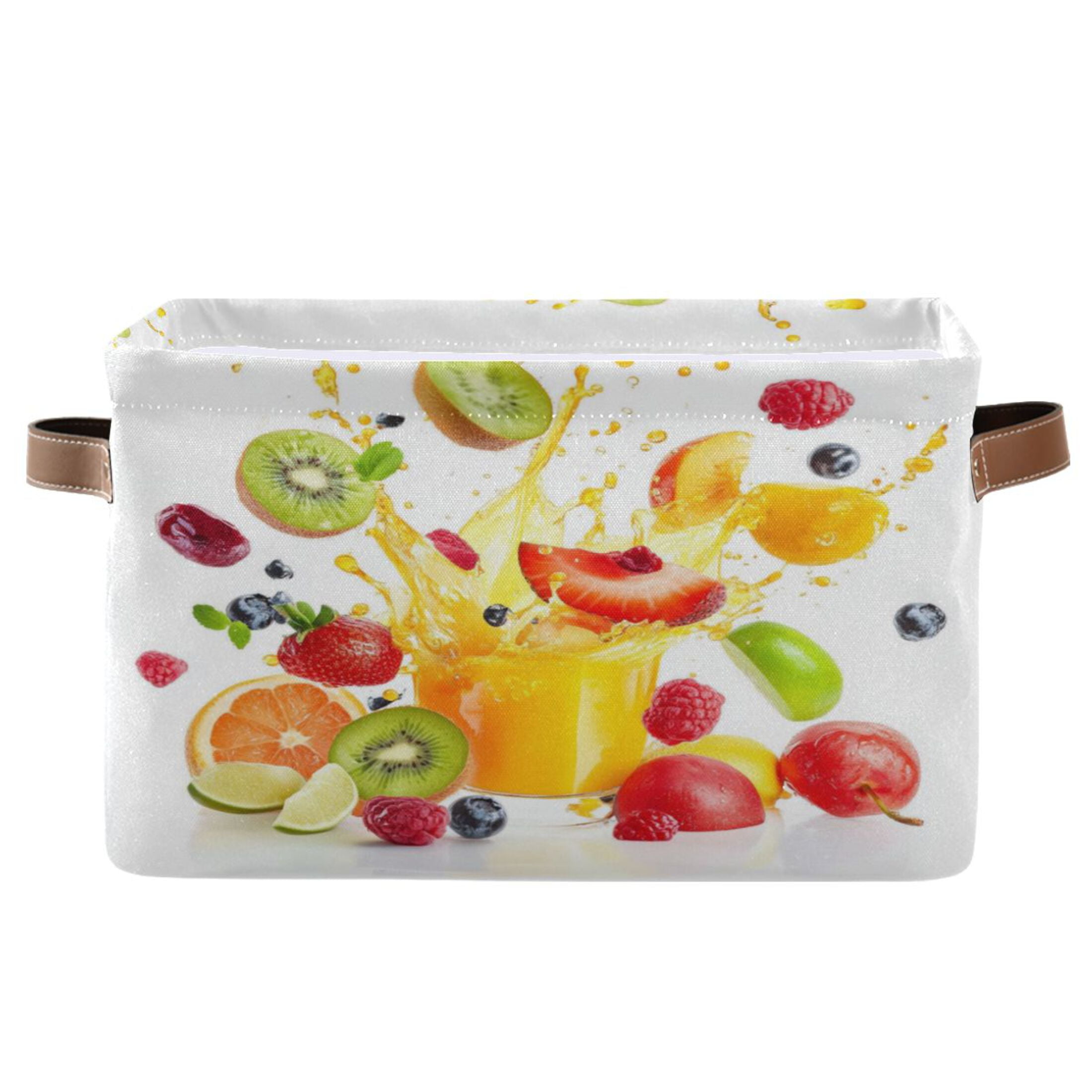Fruit Juice Splash Foldable Storage Basket,Canvas Fabric Foldable ...