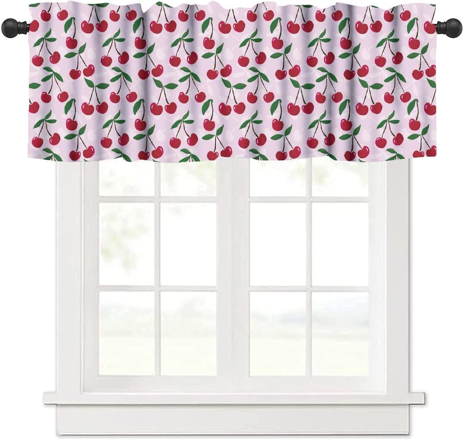 Fruit Kitchen Valance Curtain Cherry Pattern Fresh Berry Fruit Summer ...