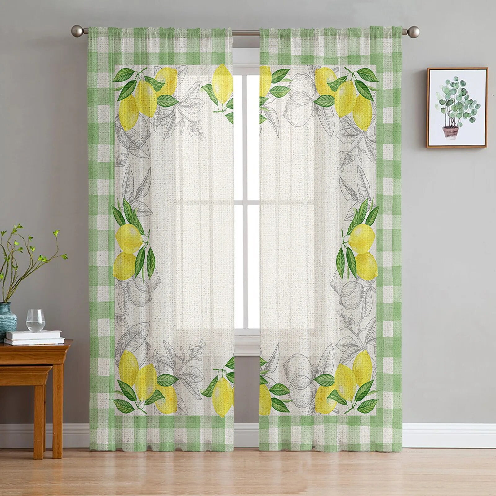Fruit Lemon Farm Rustic Tulle Curtains for Living Room Bedroom ration ...