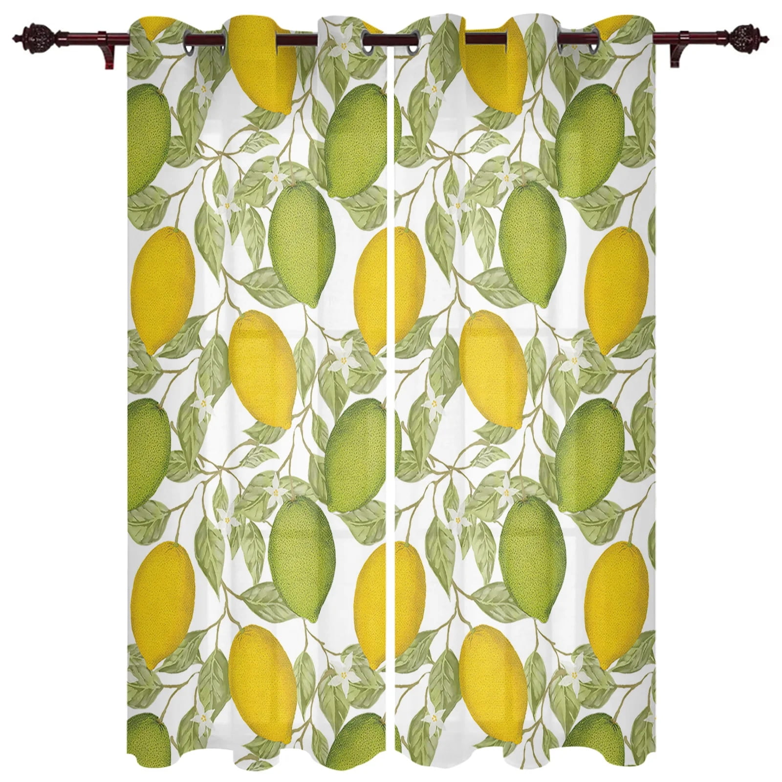 Fruit Lemon Flower Window Curtains for Living Room Bedroom Curtain ...