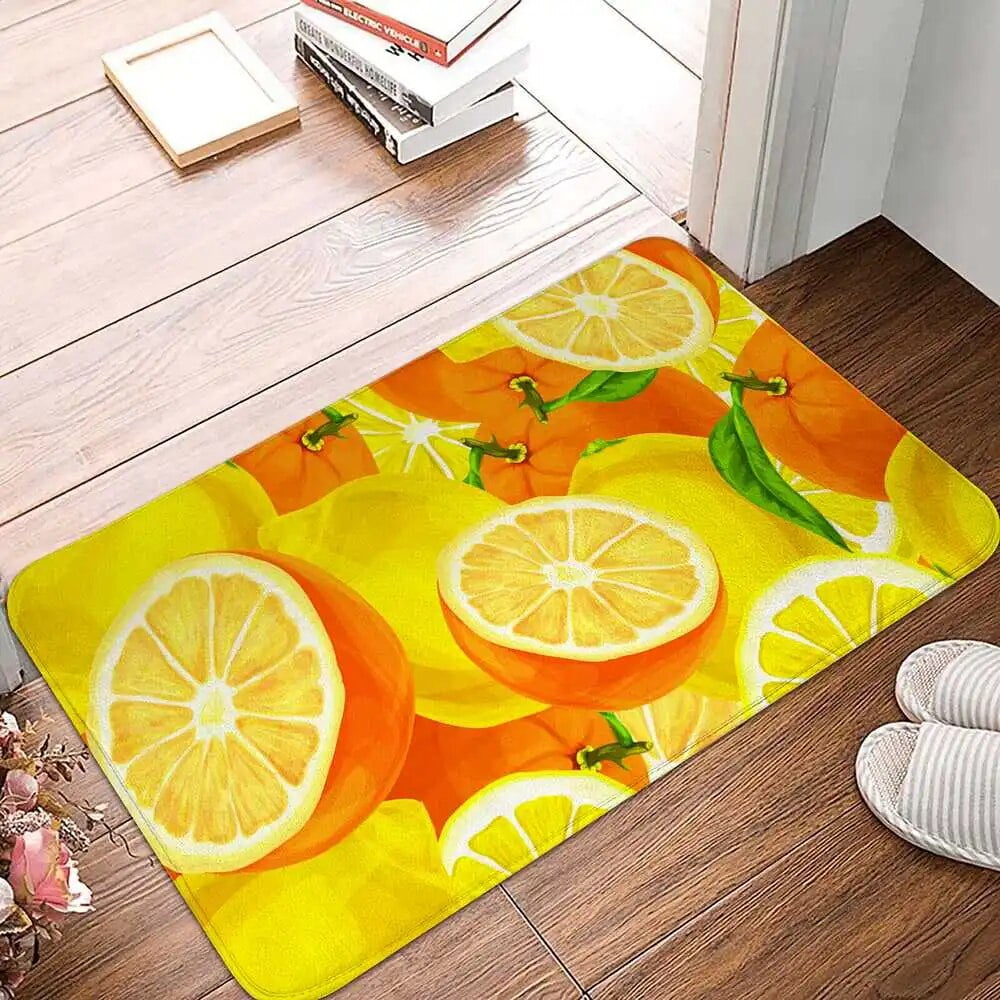 Fruit Lemon Pattern Non-slip Floor Mat Entrance Door Bathroom Bedroom ...