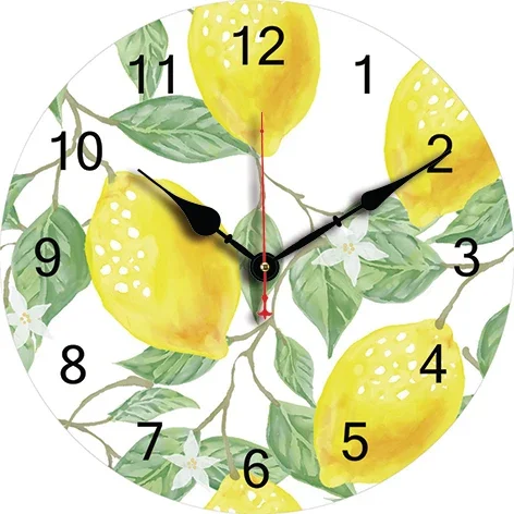 Fruit Lemon Wall Clock Living Room Bedroom Round Silent Clock Dining ...