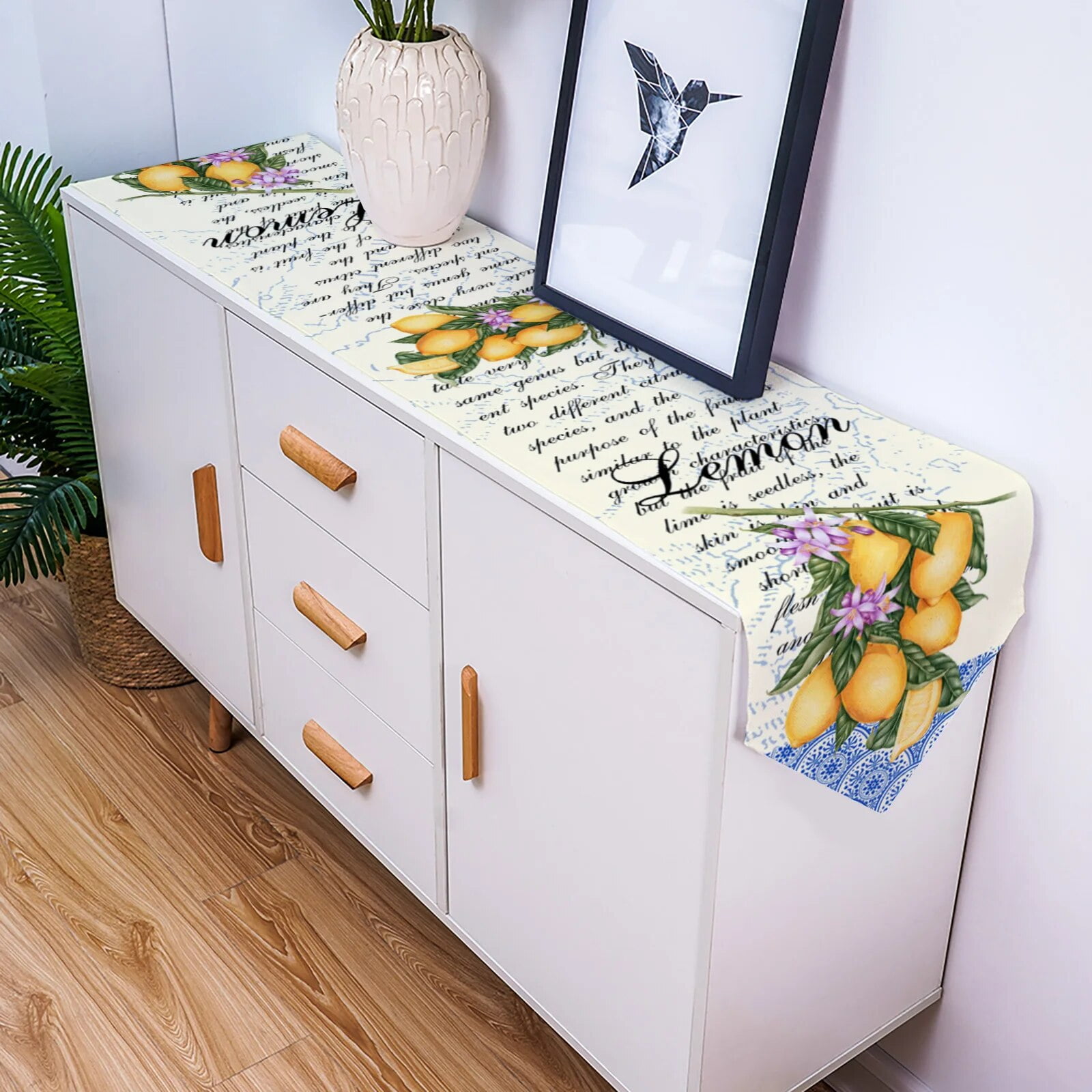 Fruit Lemon With Green Leaves Table Runner Christmas Hotel Wedding ...