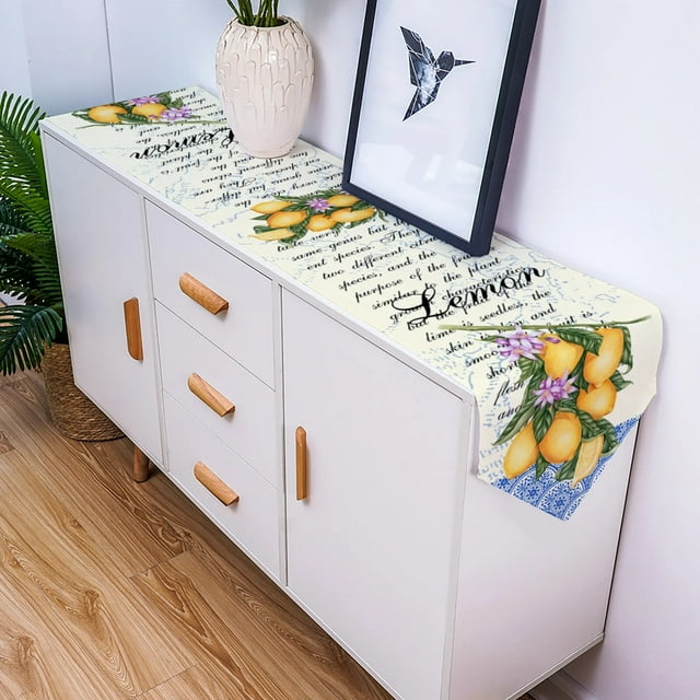 Fruit Lemon With Green Leaves Table Runner Christmas Hotel Wedding ...