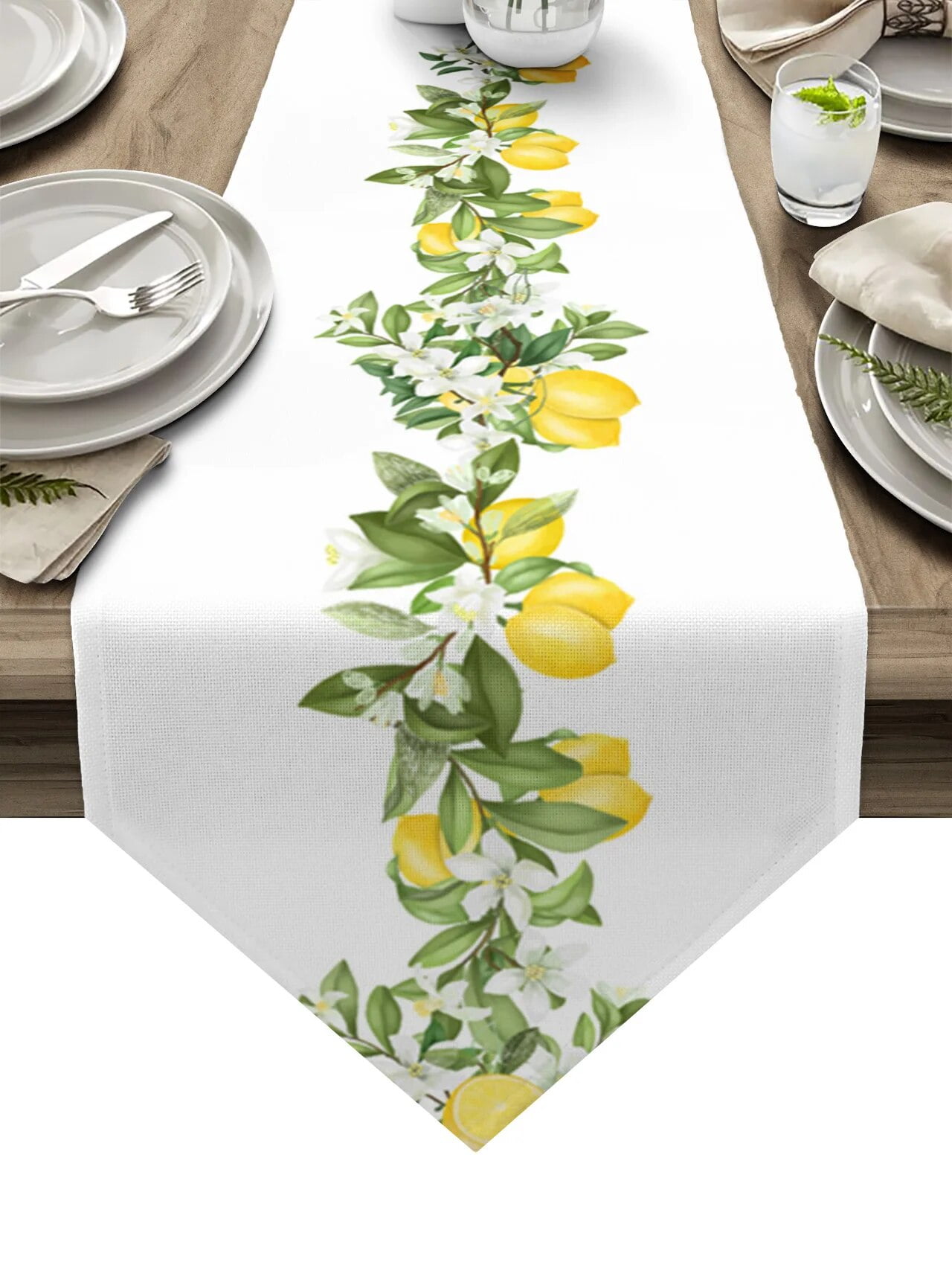 Fruit Lemon With Green Leaves Table Runner Christmas Hotel Wedding ...