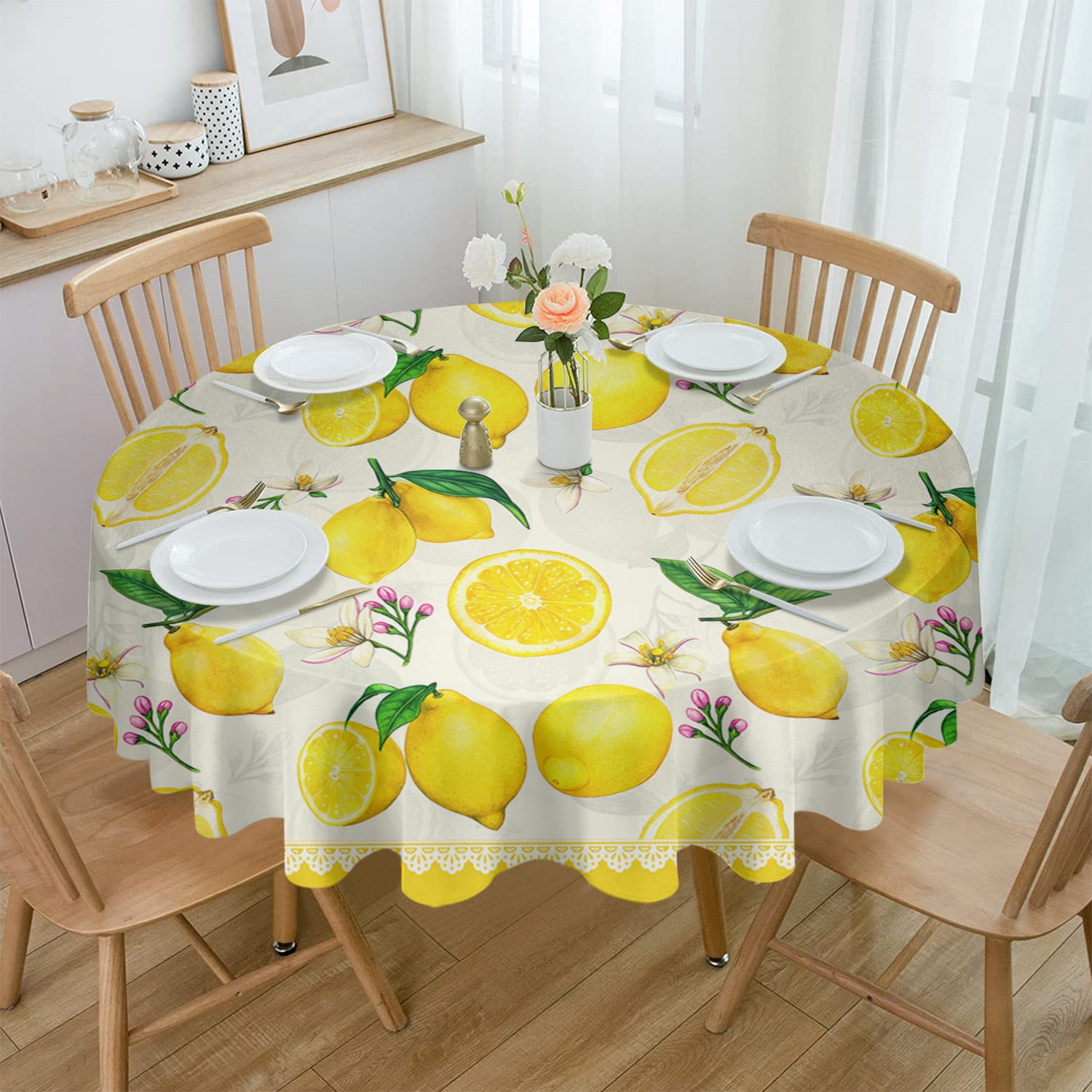 Fruit Lemon Yellow Pastoral Style Tablecloths for Dining Table ...