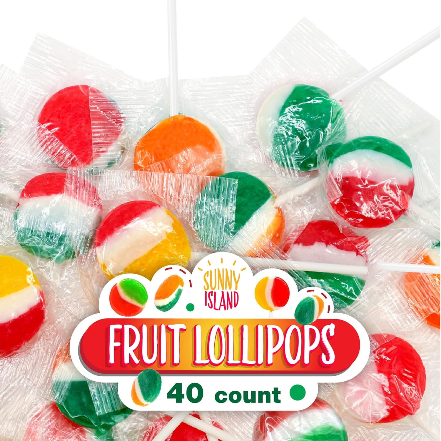 Fruit Lollipops | 1 Pound Bag, 40 Count | Flat Lollipops Individually ...