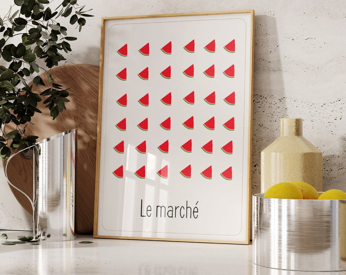 Fruit Market Print, Fruit Poster, Watermelon Print, Watermelon Kitchen ...