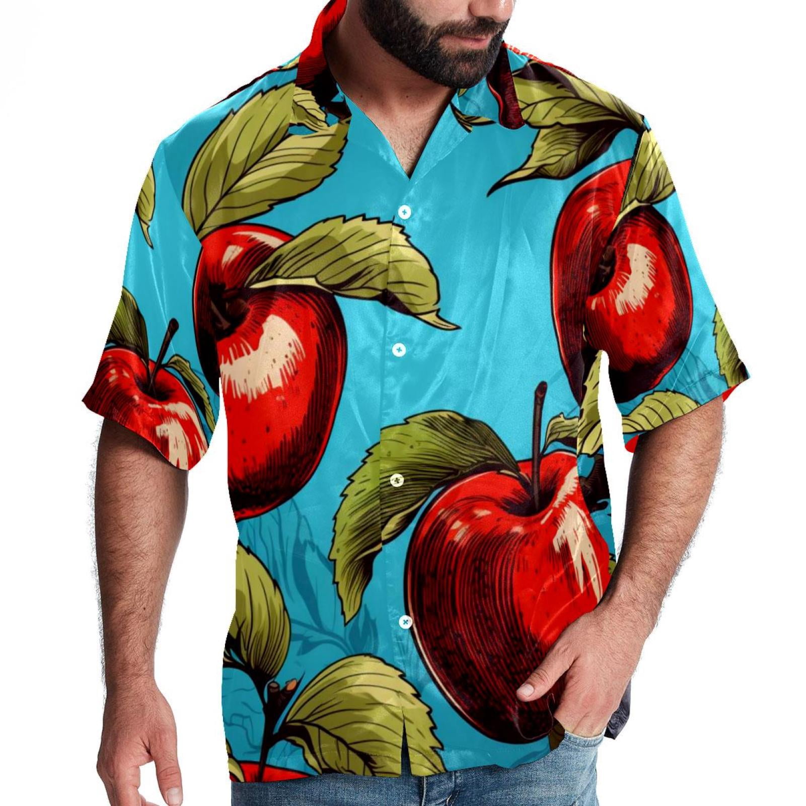 Fruit Men's Short Sleeve Poplin Shirts, Casual Printed Button Down Tops ...